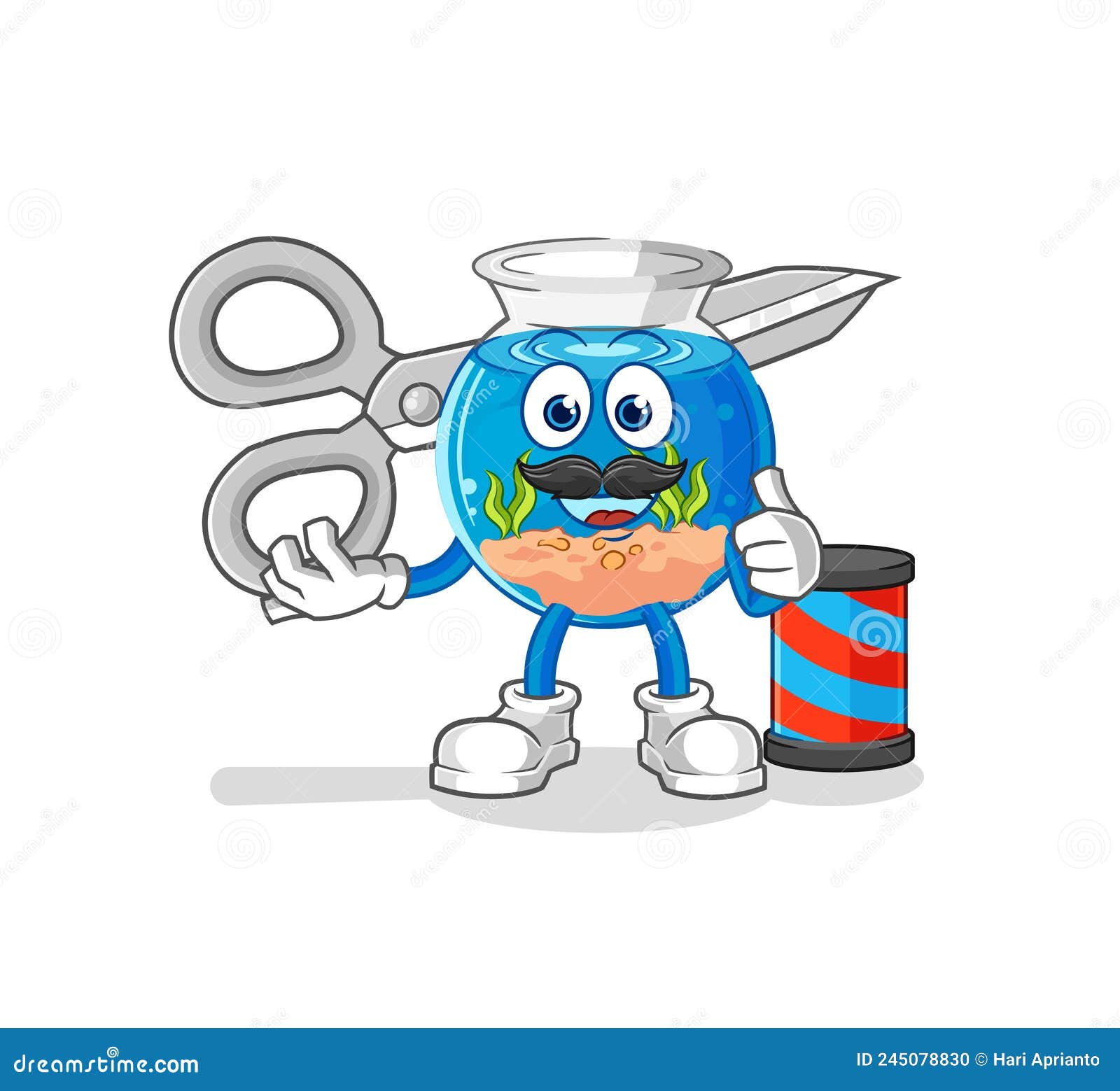 Fish Bowl Barber Cartoon. Cartoon Mascot Vector Stock Vector ...