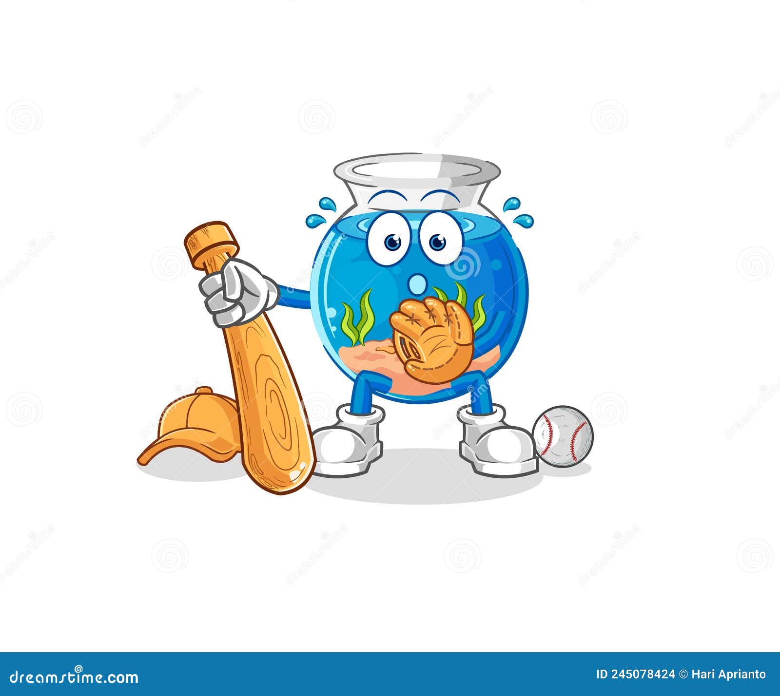 Fish Bowl Baseball Catcher Cartoon. Cartoon Mascot Vector Stock Vector ...