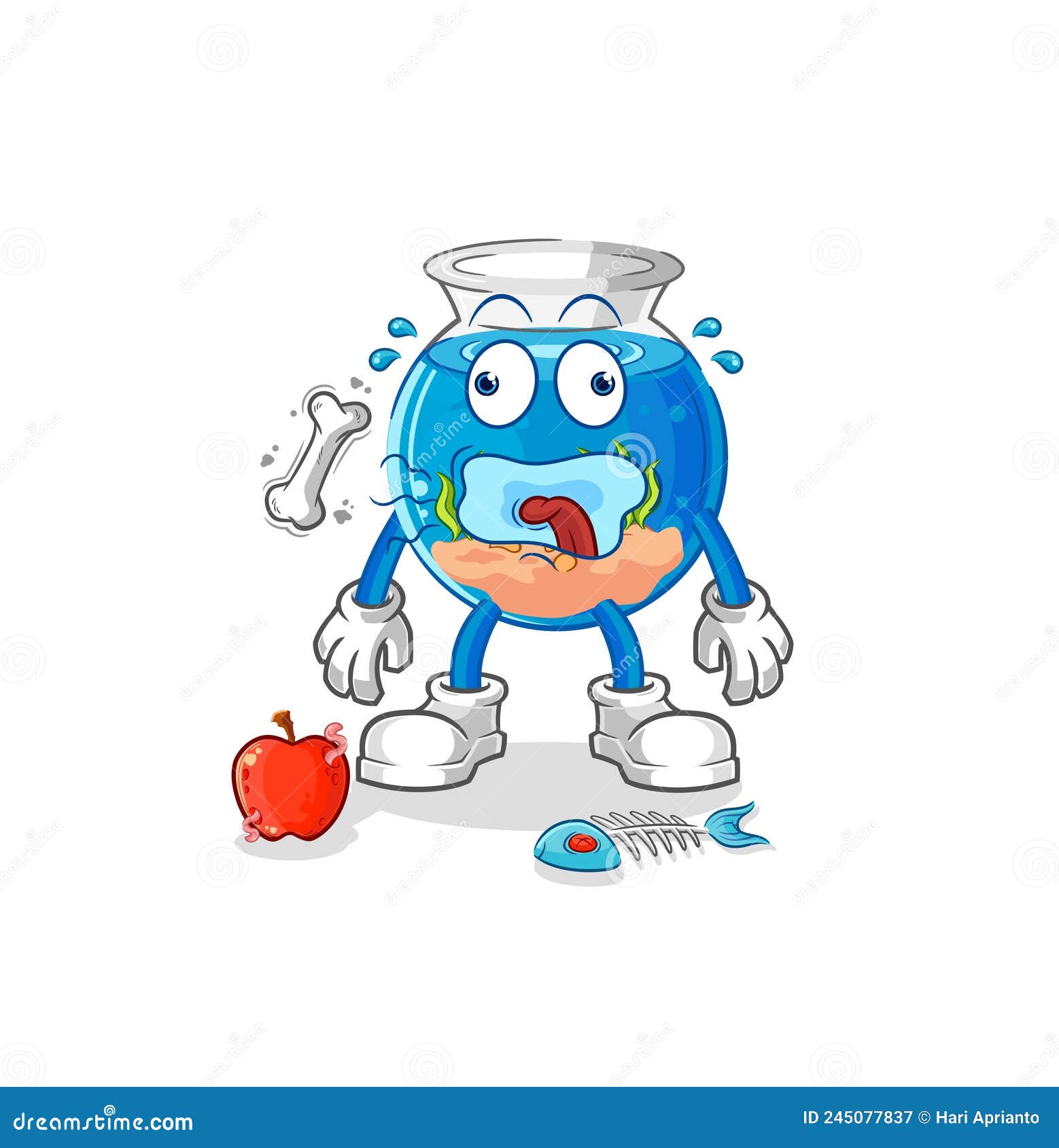 Fish Bowl Burp Mascot. Cartoon Vector Stock Vector - Illustration of ...