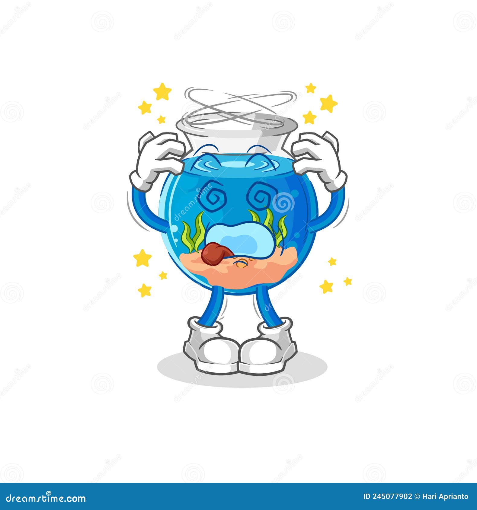 Fish Bowl Dizzy Head Mascot. Cartoon Vector Stock Vector - Illustration ...