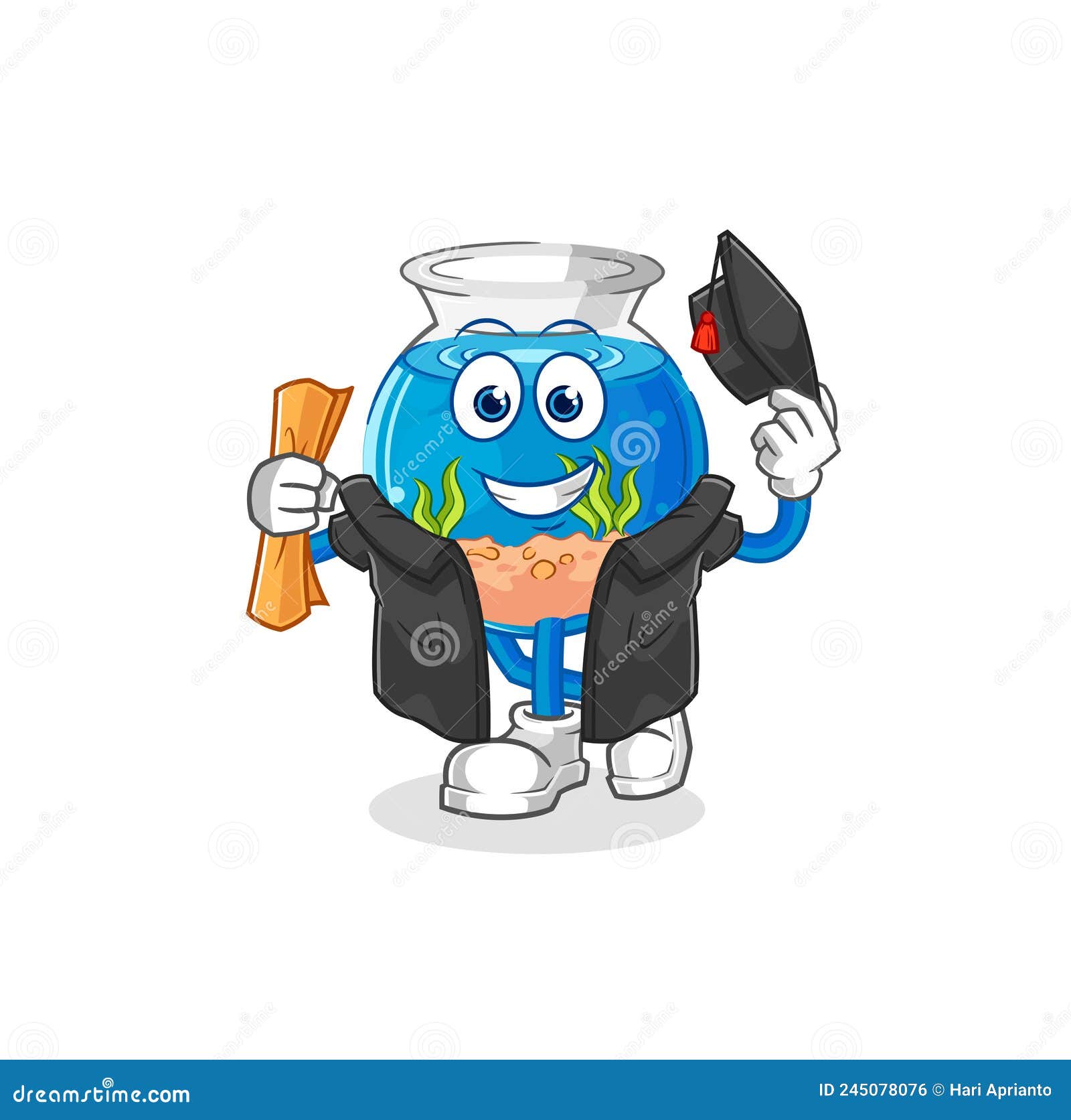 Fish Bowl Graduation Vector. Cartoon Character Stock Vector ...