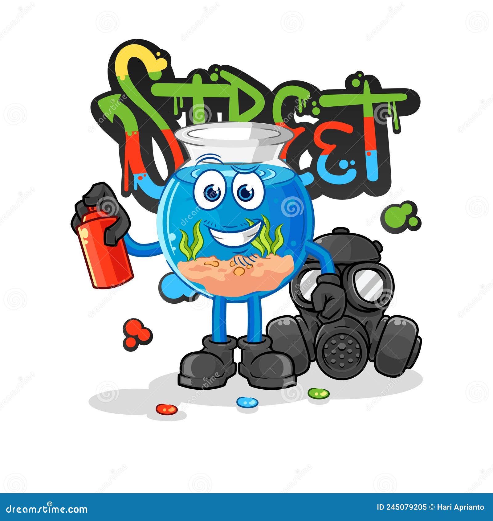 Fish Bowl Graffiti Artist Vector. Cartoon Character | CartoonDealer.com ...