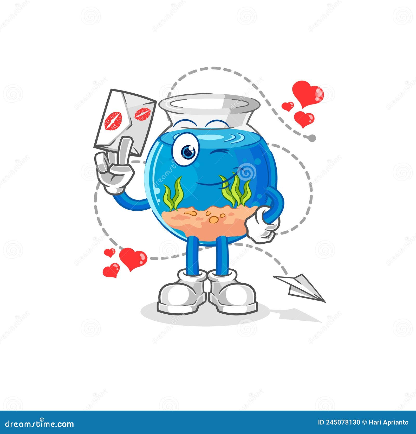 Fish Bowl Hold Love Letter Illustration. Character Vector Stock Vector ...