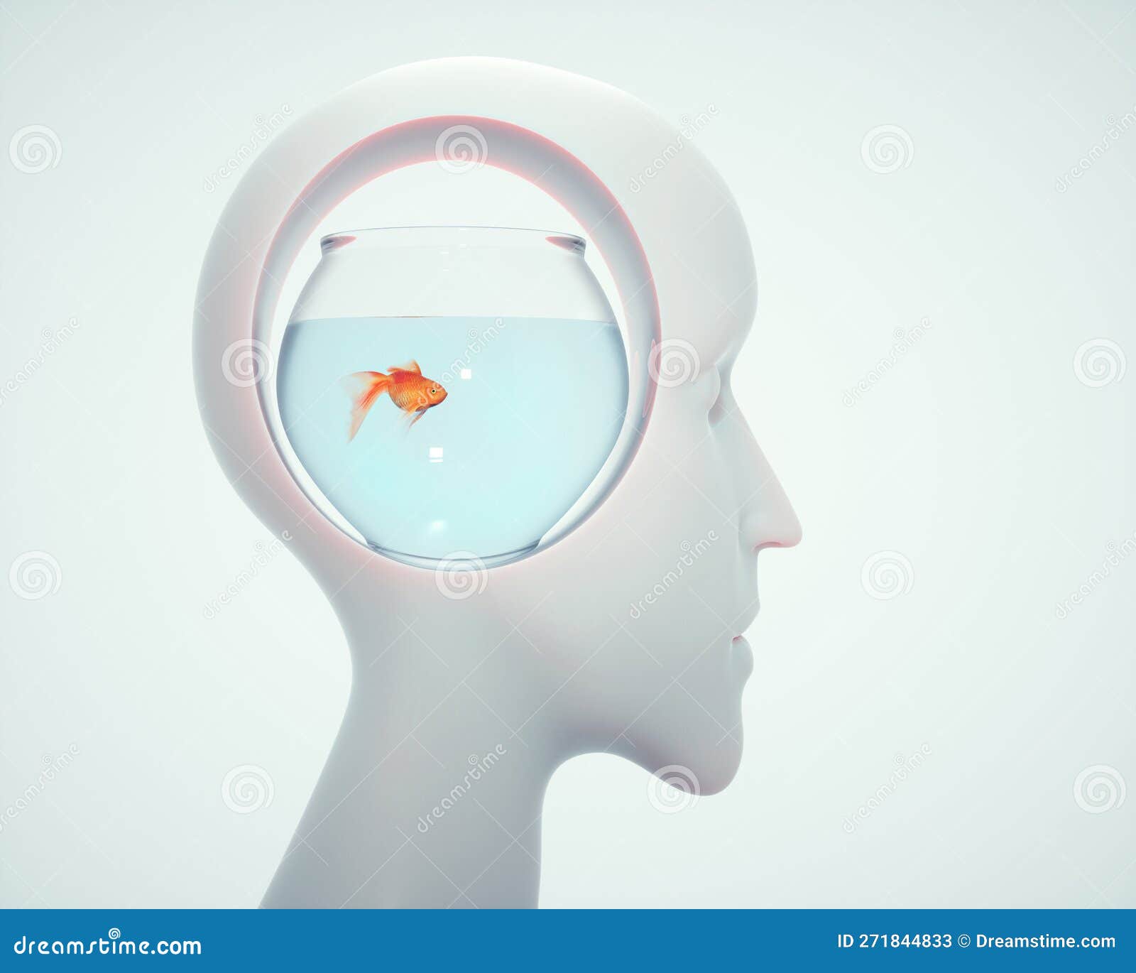 Fish in a Bowl Inside a Conceptual Human Head Stock Illustration ...