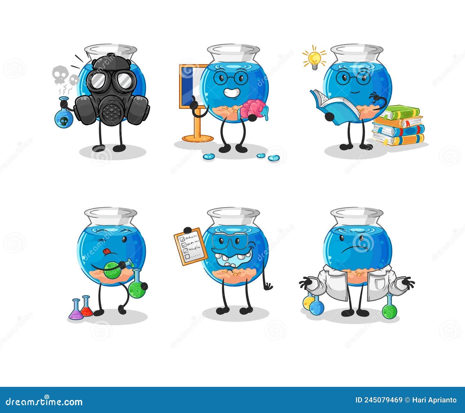Fish Bowl Scientist Group Character. Cartoon Mascot Vector Stock Vector ...