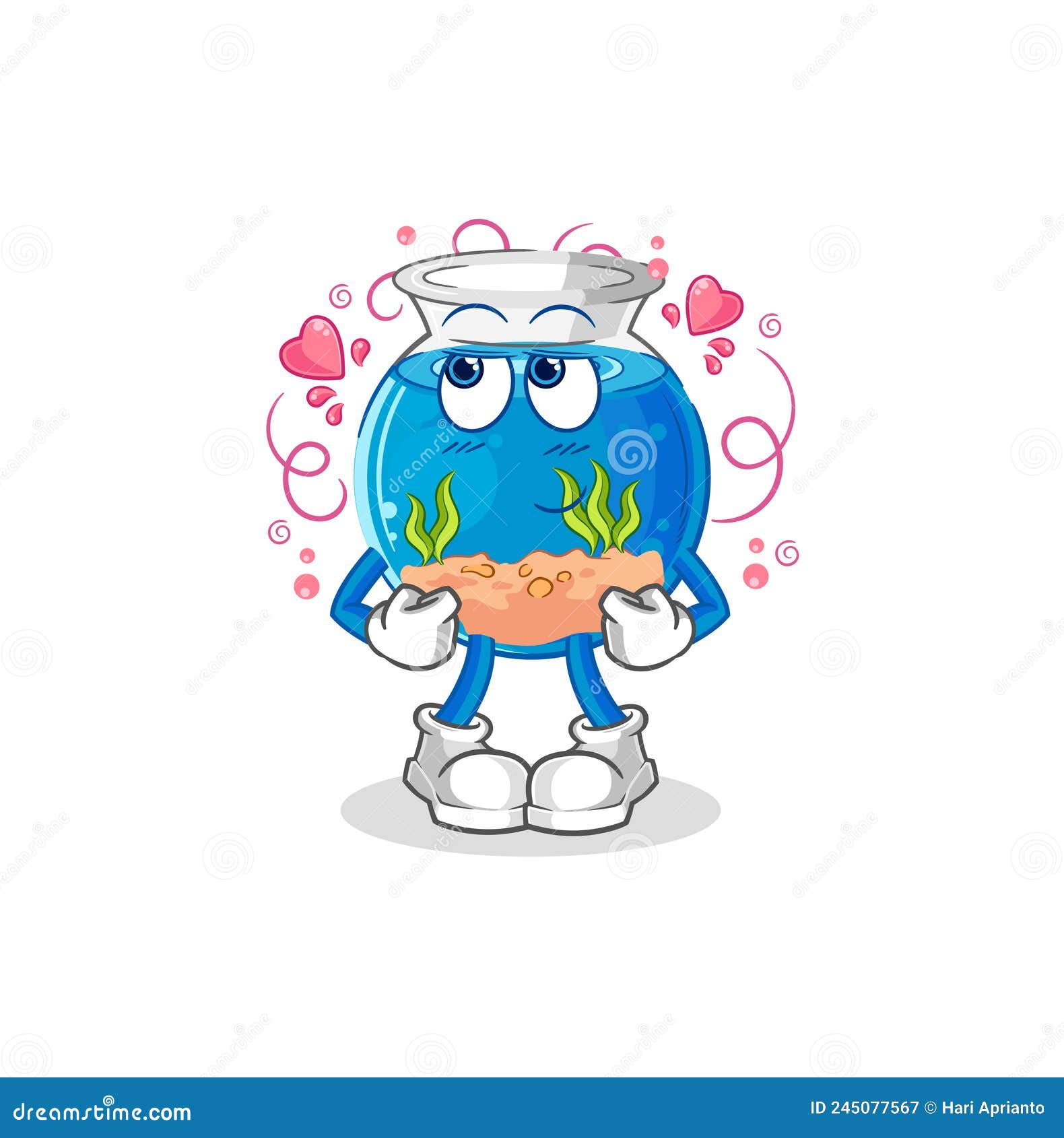 Fish Bowl Shy Vector. Cartoon Character Stock Vector - Illustration of ...