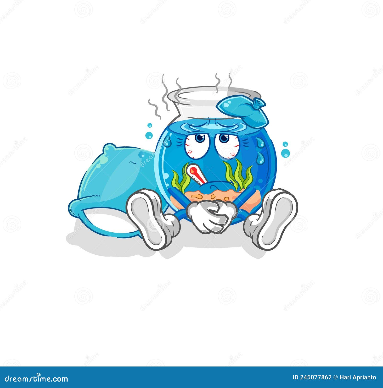 Fish Bowl Sick Vector. Cartoon Character Stock Vector - Illustration of ...