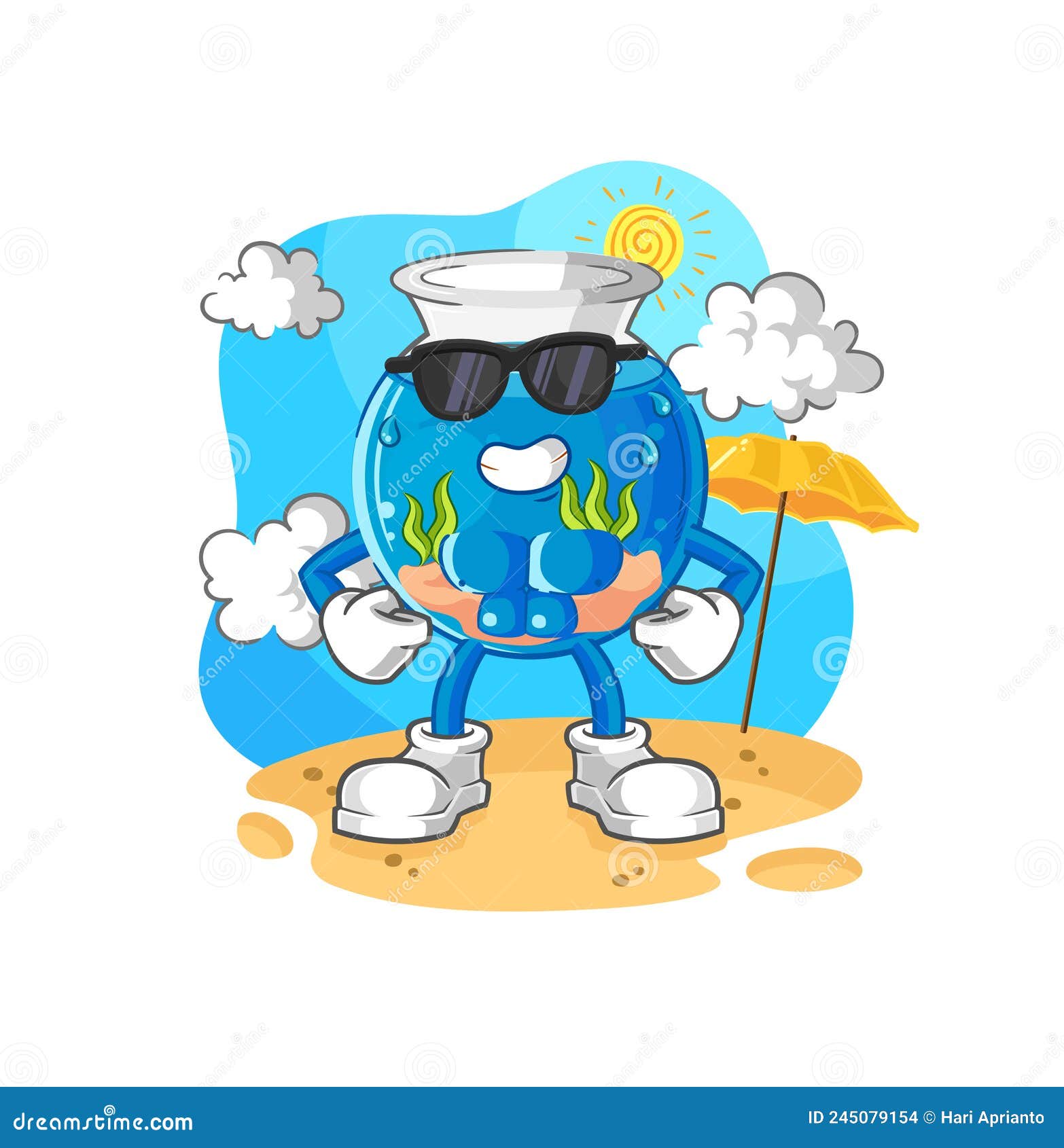 Fish Bowl Sunbathing in Summer. Character Vector Stock Vector ...