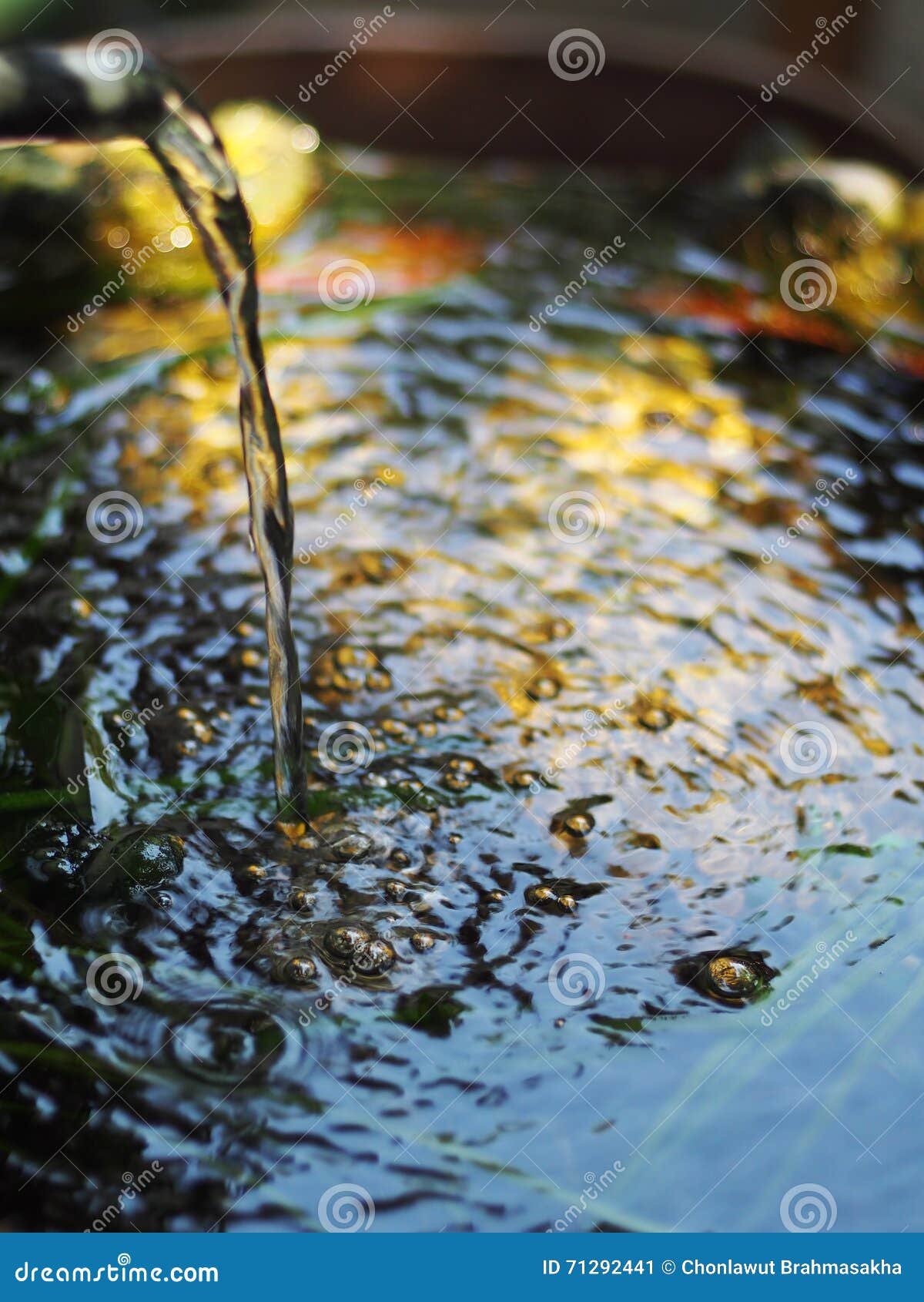 Fish Bowl from Top View with Ripples from Filtered Water Falling on the ...
