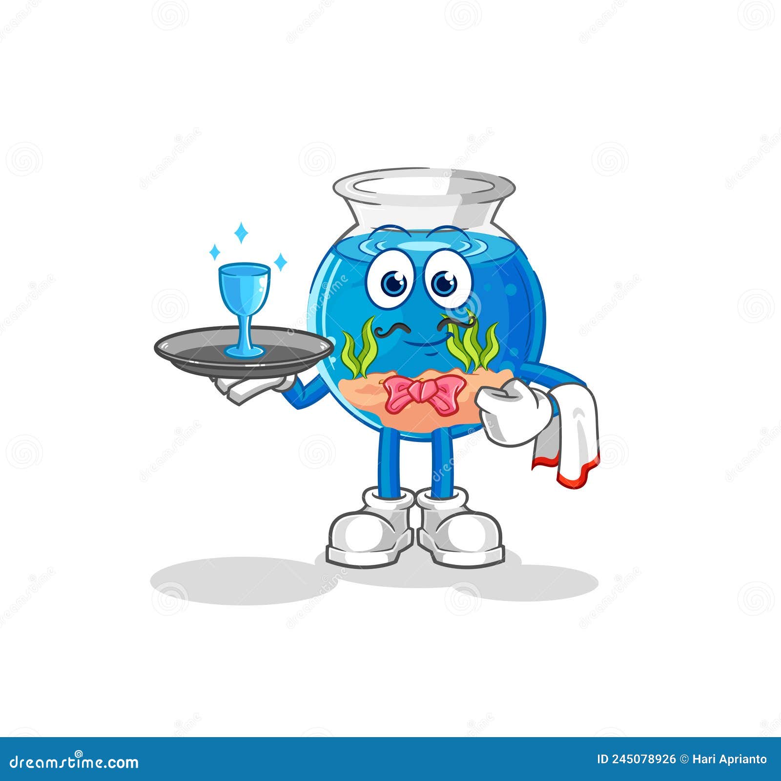 Fish Bowl Waiter Cartoon. Cartoon Mascot Vector Stock Vector ...