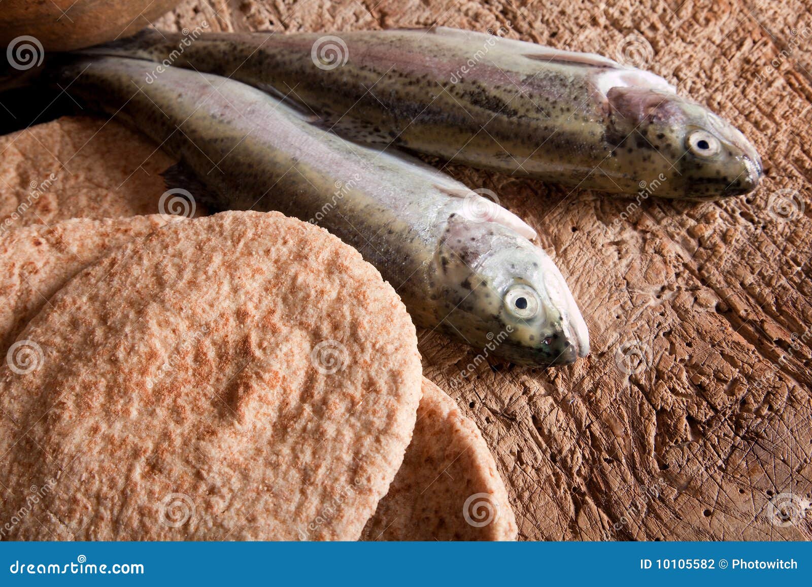 Fish and bread stock photo. Image of miracle, christianity - 10105582