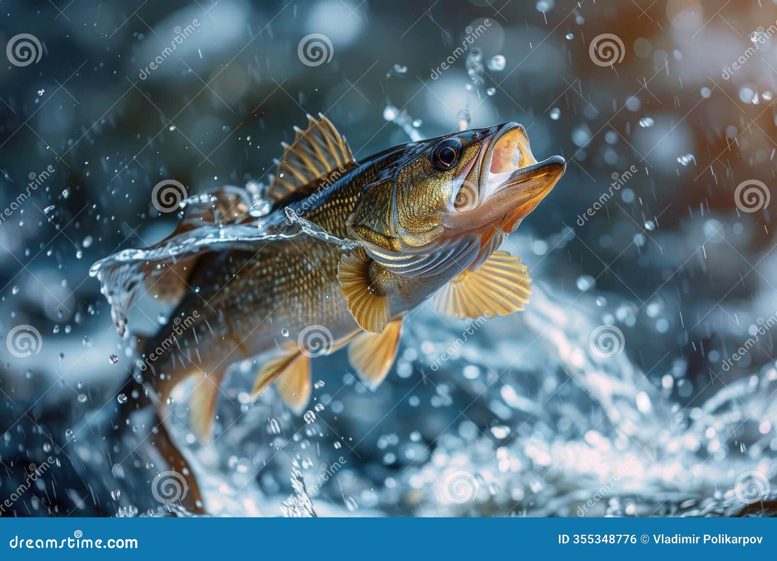 A Fish Breaking the Surface Tension of the Water, Preparing To Catch ...