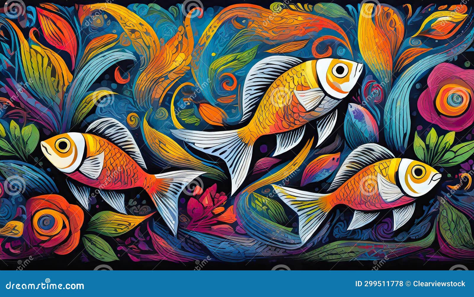 Fish Bright Colorful and Vibrant Poster Illustration Stock Illustration ...