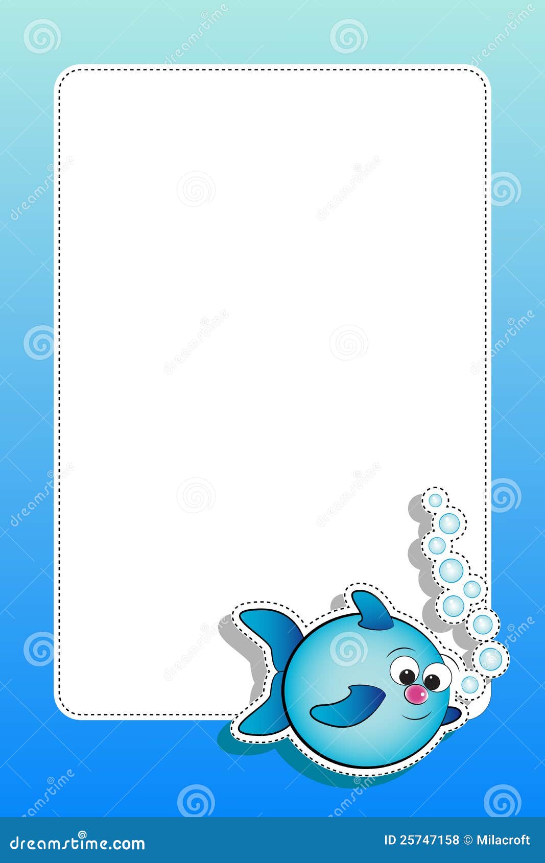 Fish with Bubbles and Blank Frame Stock Vector - Illustration of animal ...