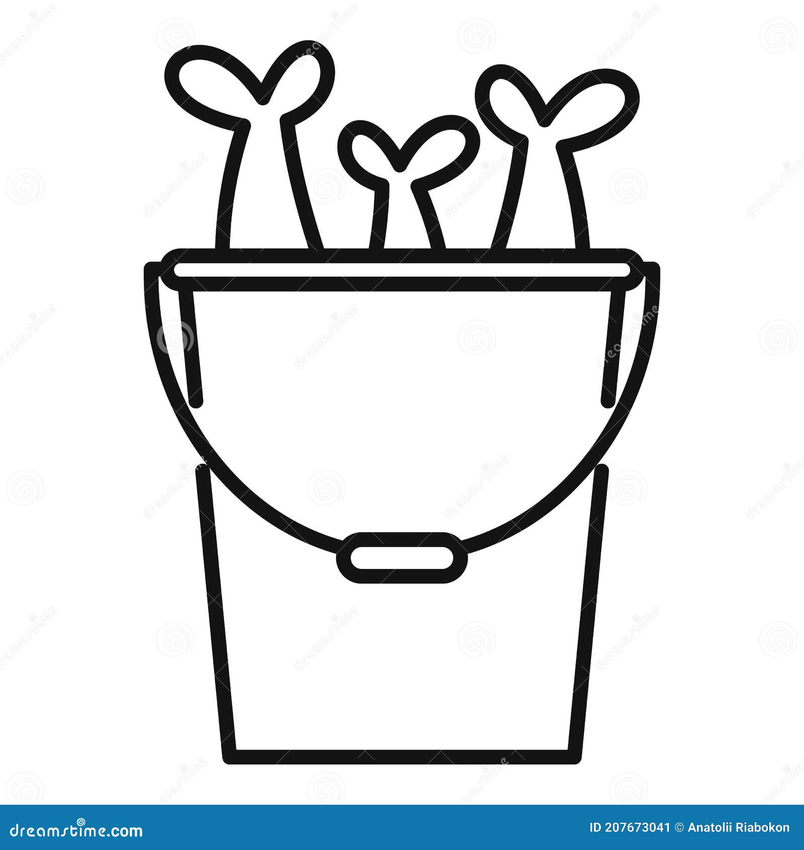 Fish Bucket Icon, Outline Style Stock Illustration - Illustration of ...