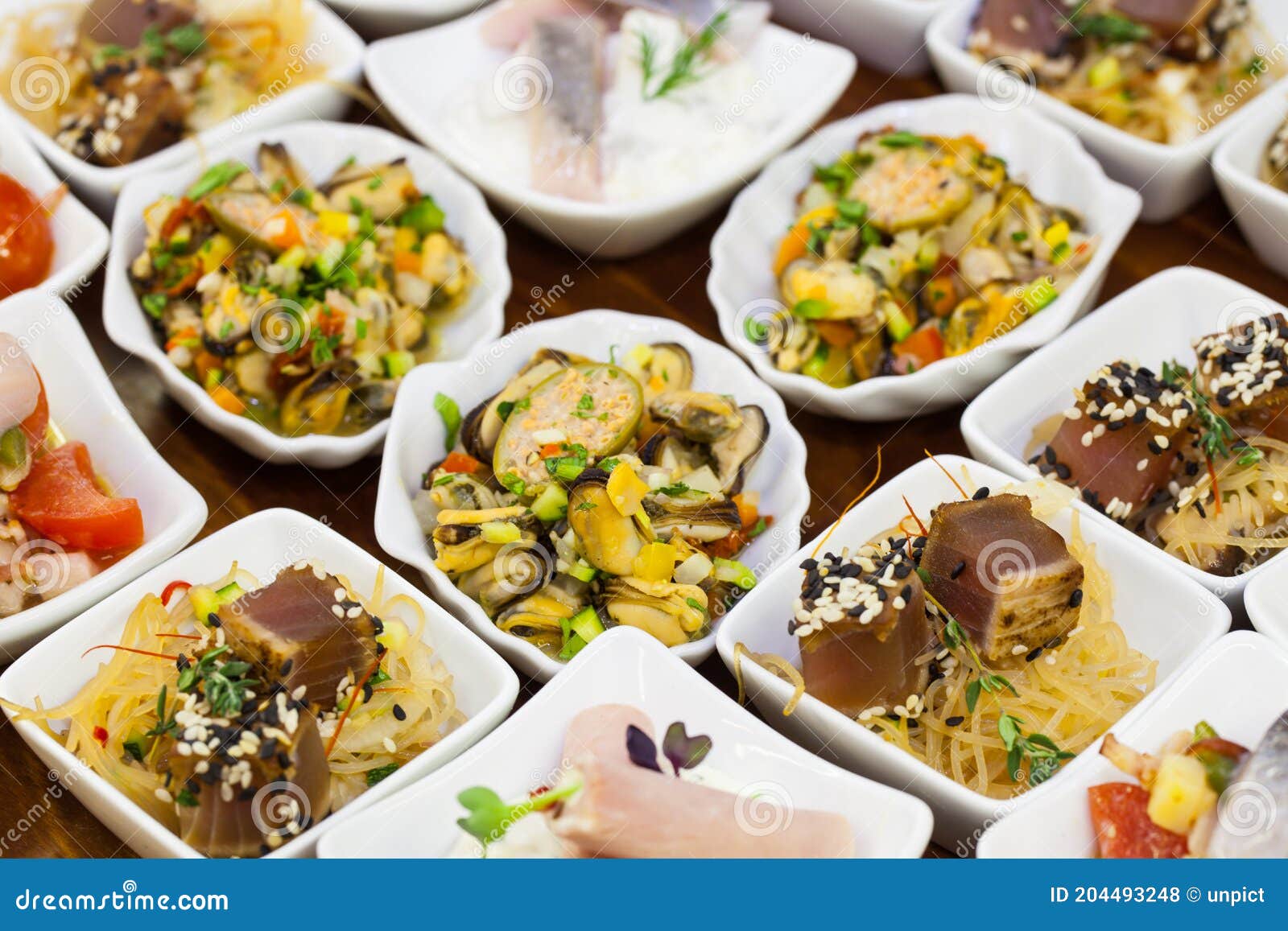 Fish Buffet: Different Starters Stock Photo - Image of colorful, front ...