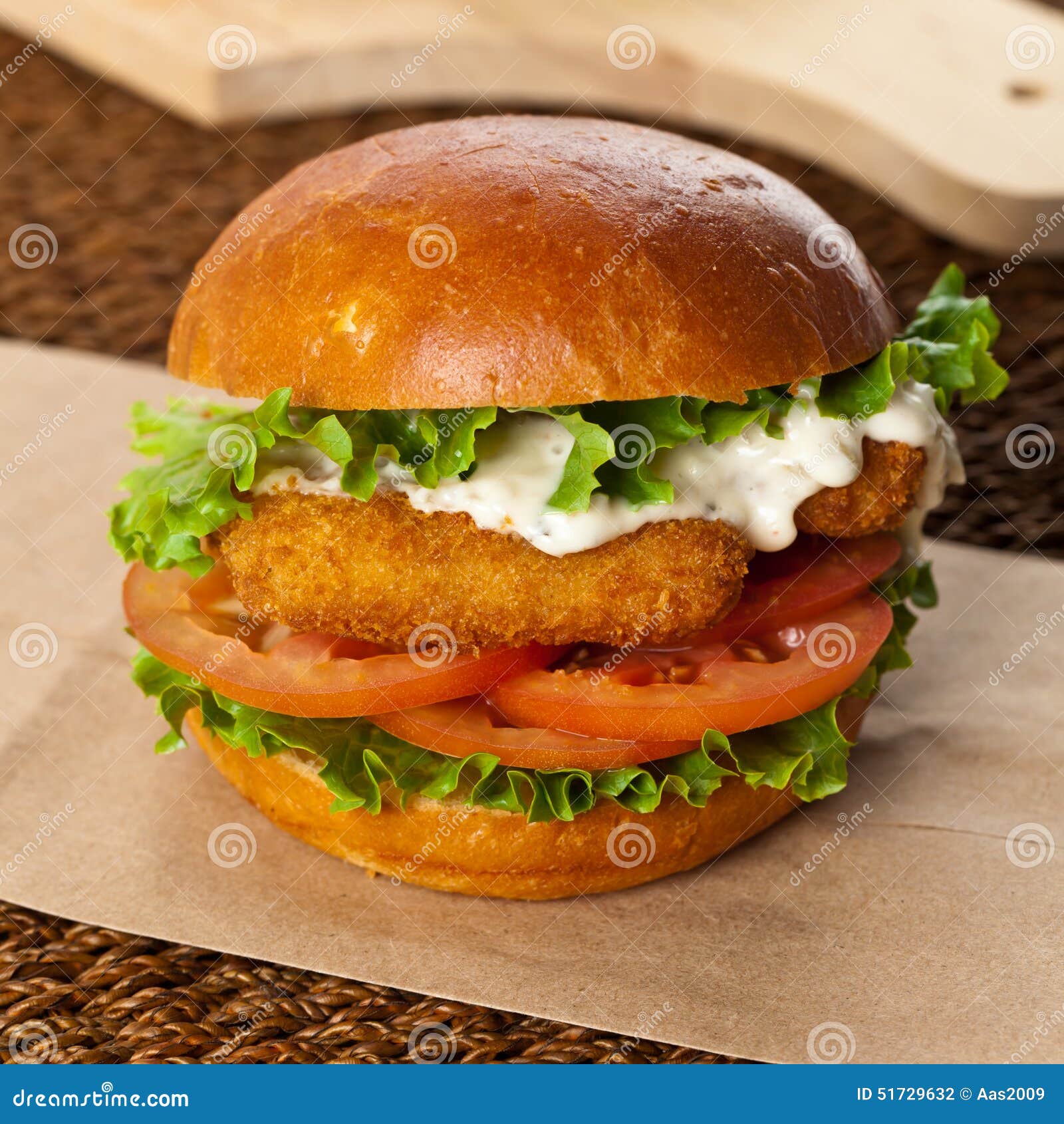 Fish Burger With Cheese And Mayonnaise Close Up Isolated On White ...
