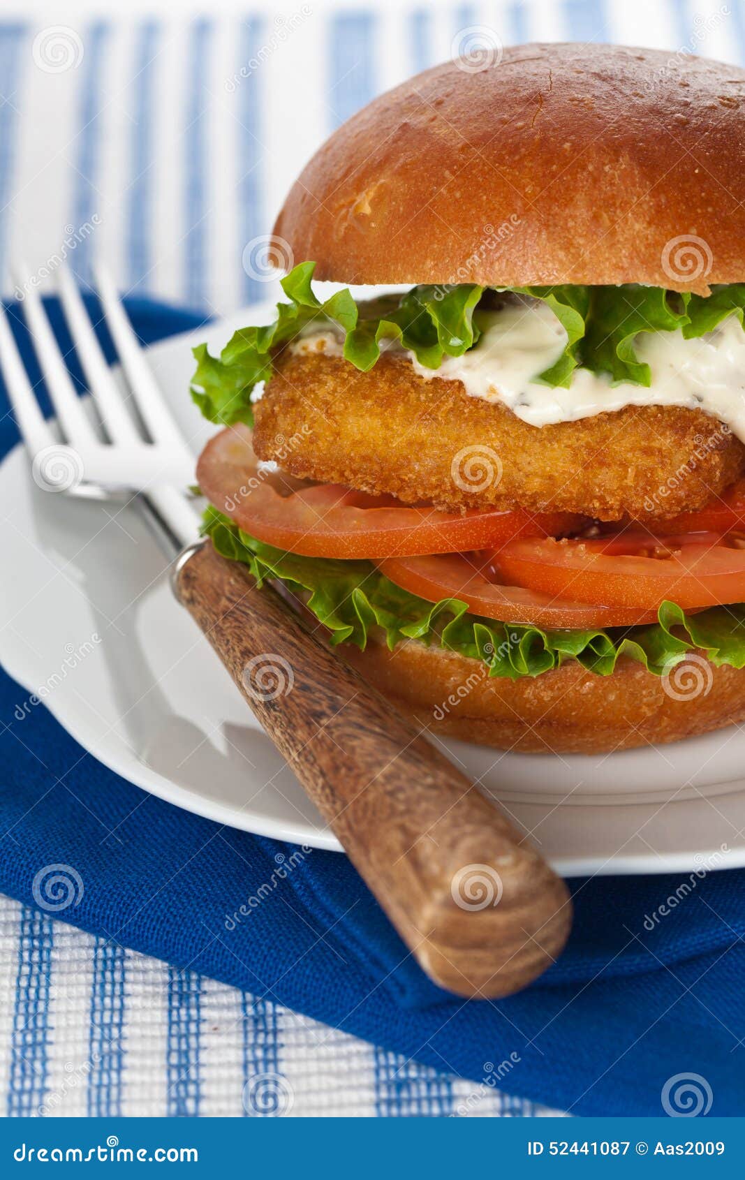 Fish burger stock image. Image of delicious, green, homemade - 52441087