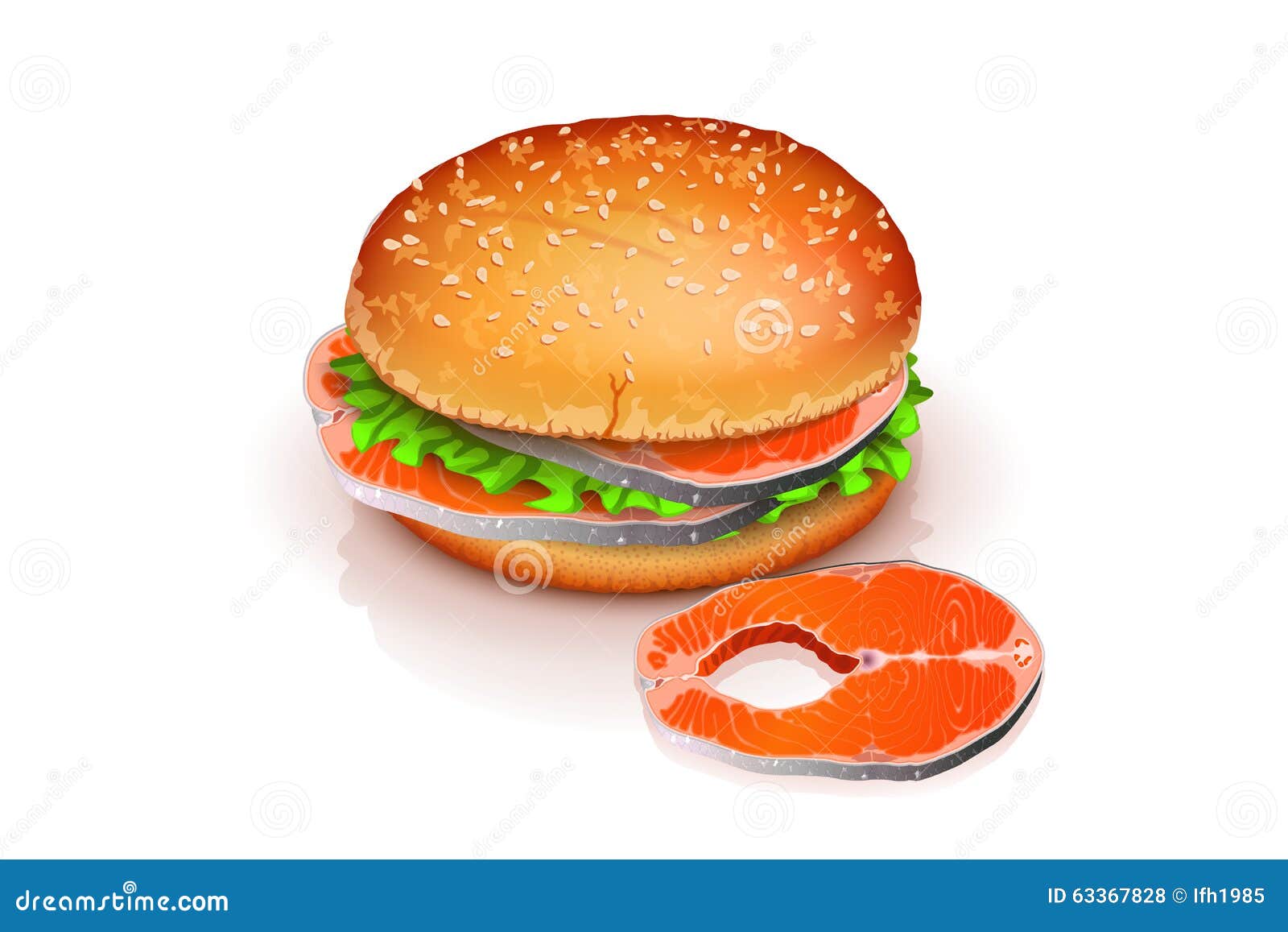 Fish and burger stock vector. Illustration of isolated - 63367828
