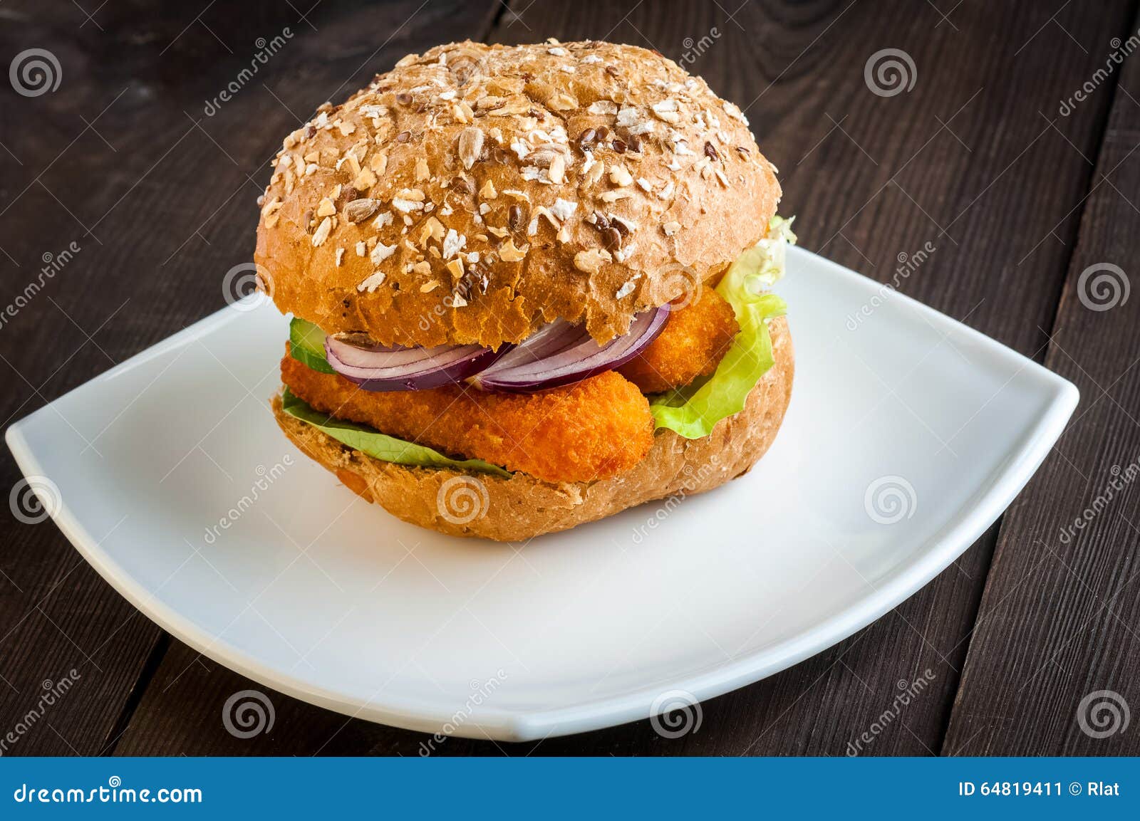 Fish burger stock image. Image of appetizer, healthy - 64819411