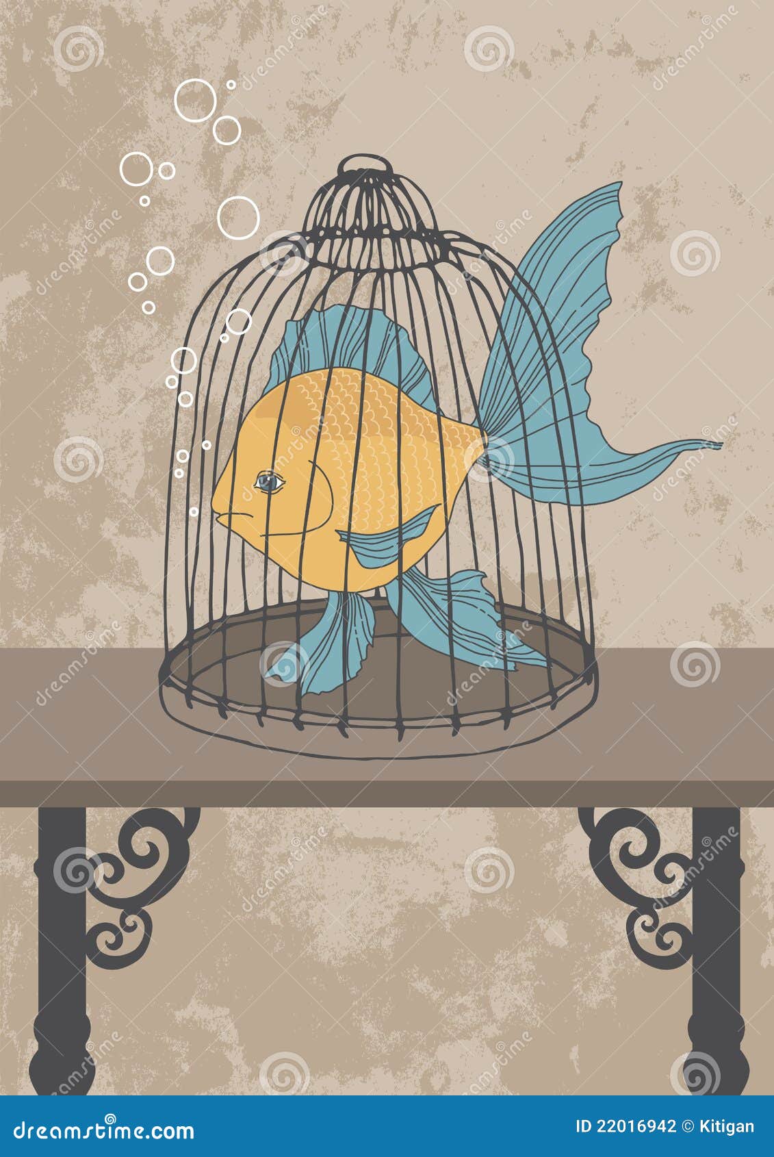 Fish in Cage stock vector. Illustration of brown, cartoon - 22016942