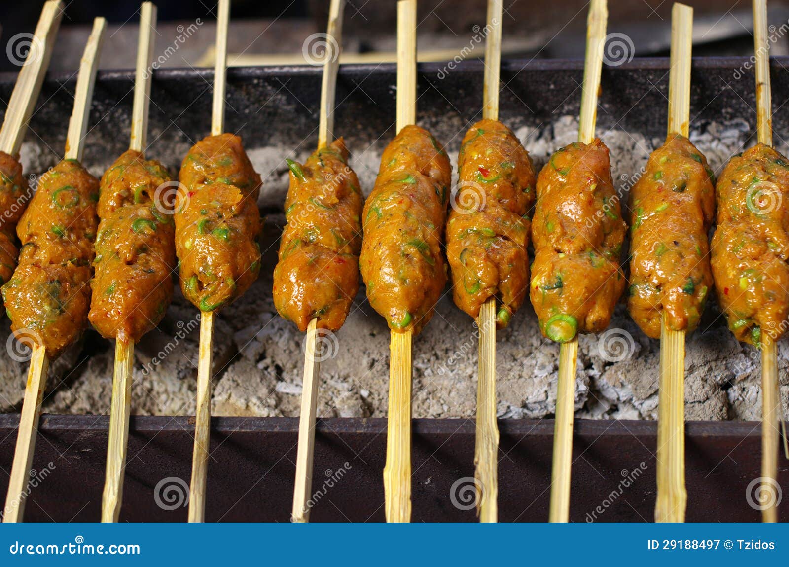 Fish Cakes grilled stock image. Image of asia, skewer - 29188497
