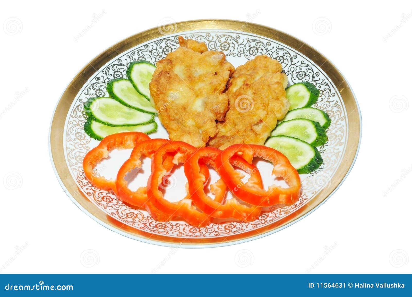 Fish cakes and vegetables stock image. Image of dish - 11564631