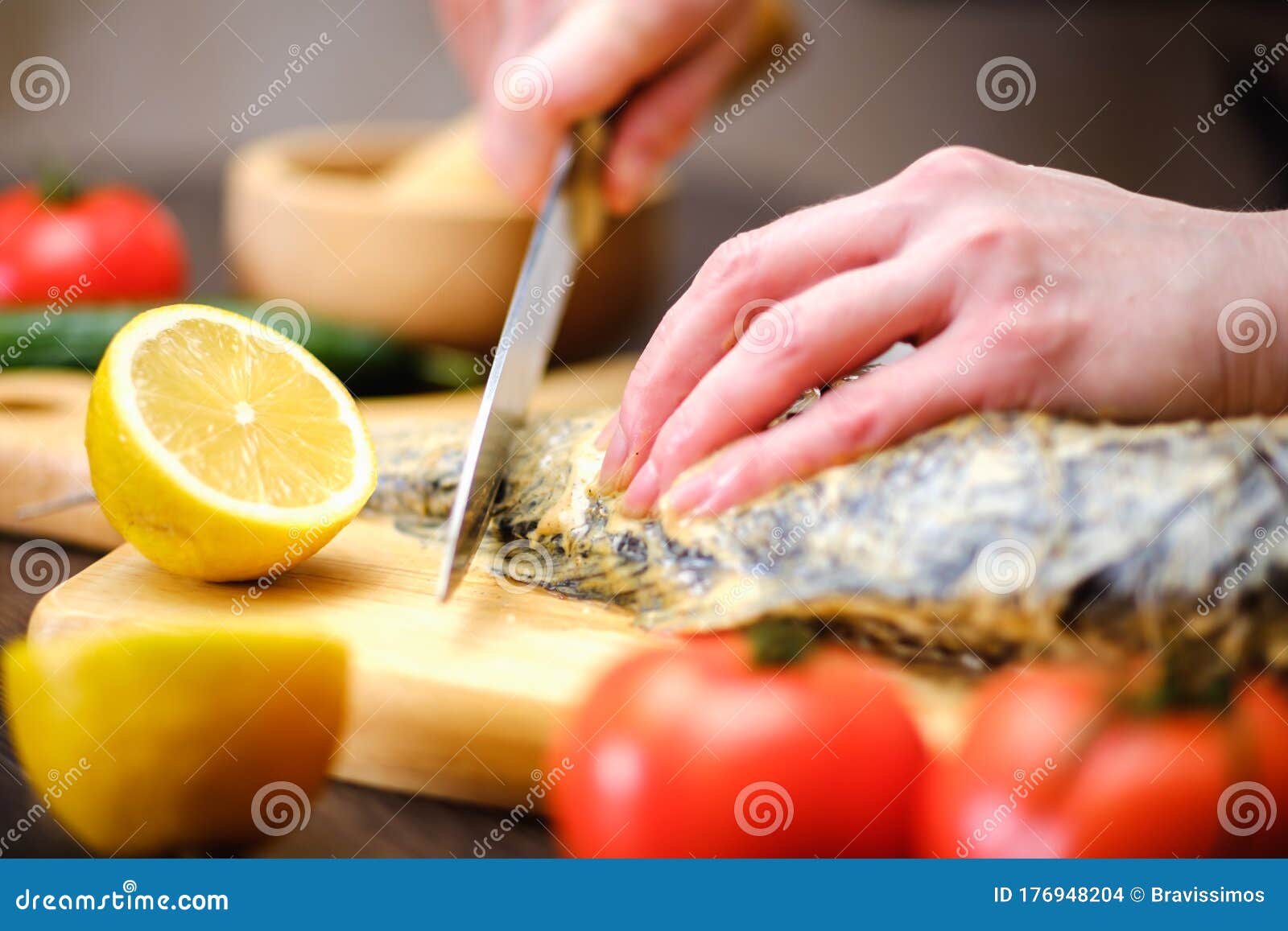 Fish Carp Fresh Food Cooking. Cook Stock Photo - Image of cutting ...