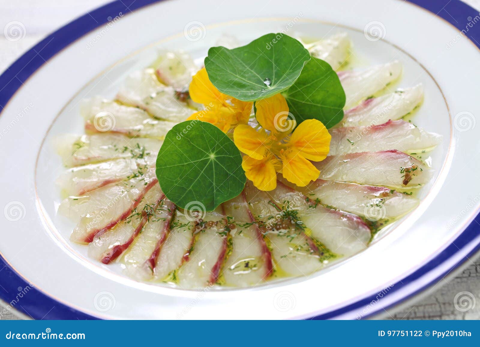 Fish Carpaccio, Italian Dish Stock Photo - Image of herb, italy: 97751122
