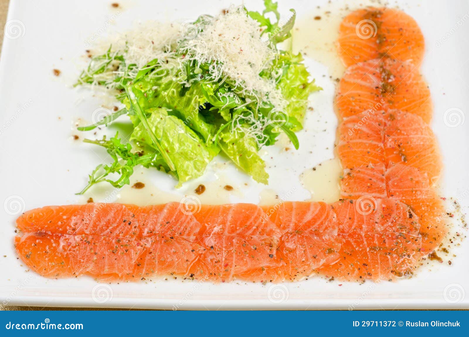 Fish Carpaccio with salad stock photo. Image of lettuce - 29711372