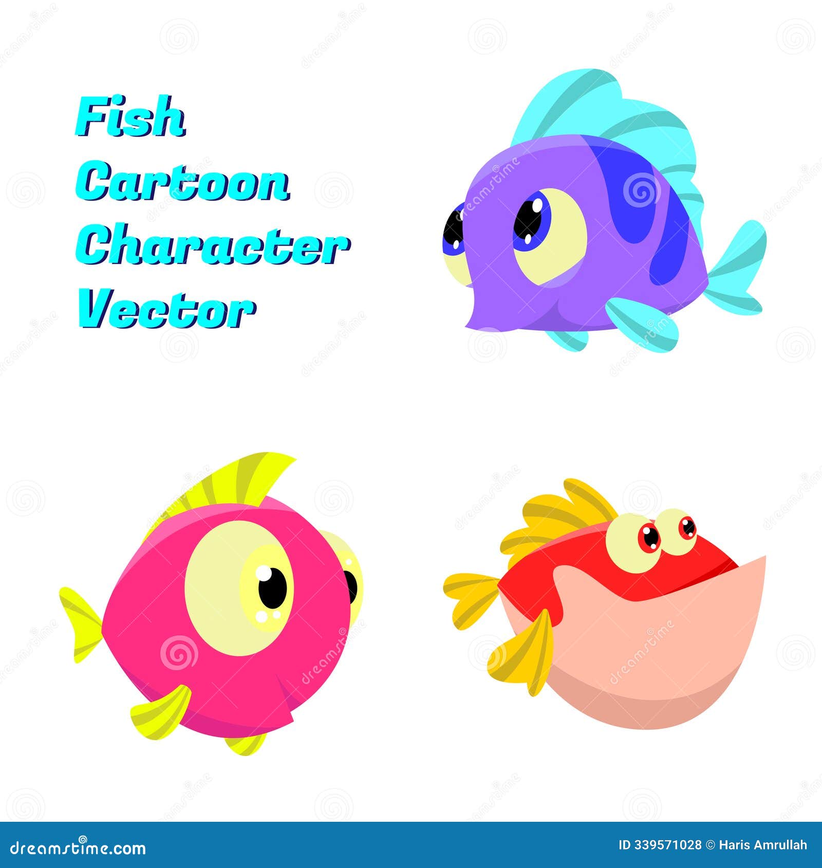 Fish Cartoon Characters Vector Collection Stock Illustration ...