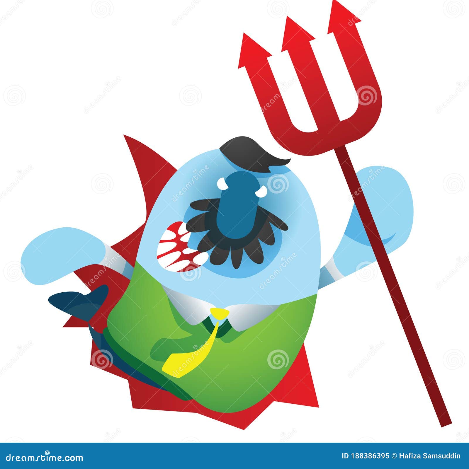 Fish Cartoon Devil. Vector Illustration Decorative Design Stock Vector ...