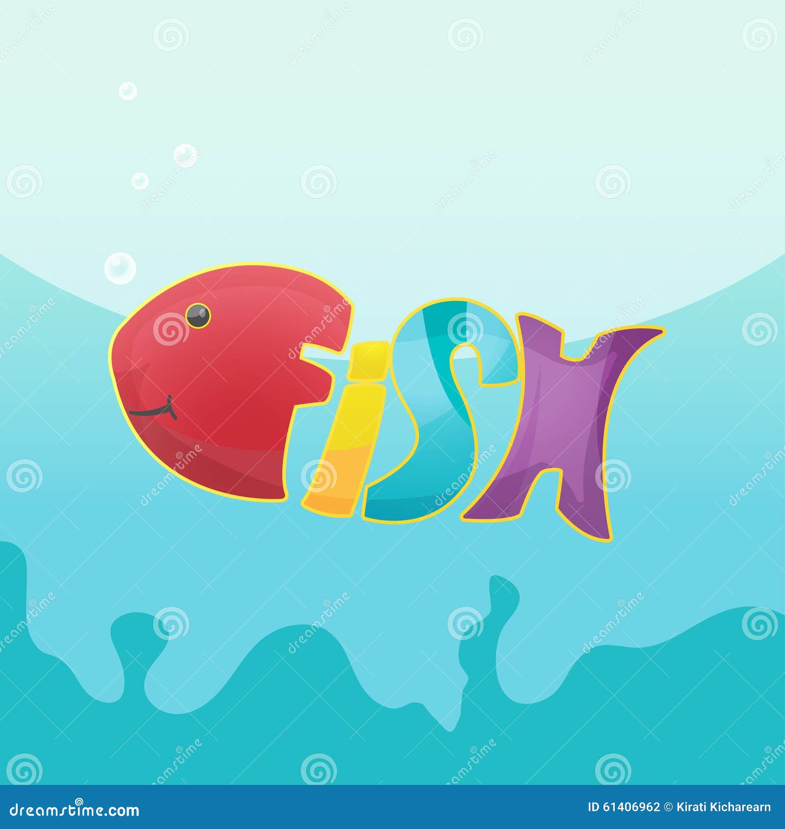 Fish Cartoon Logo Symbol Font Vector Stock Illustration - Illustration ...