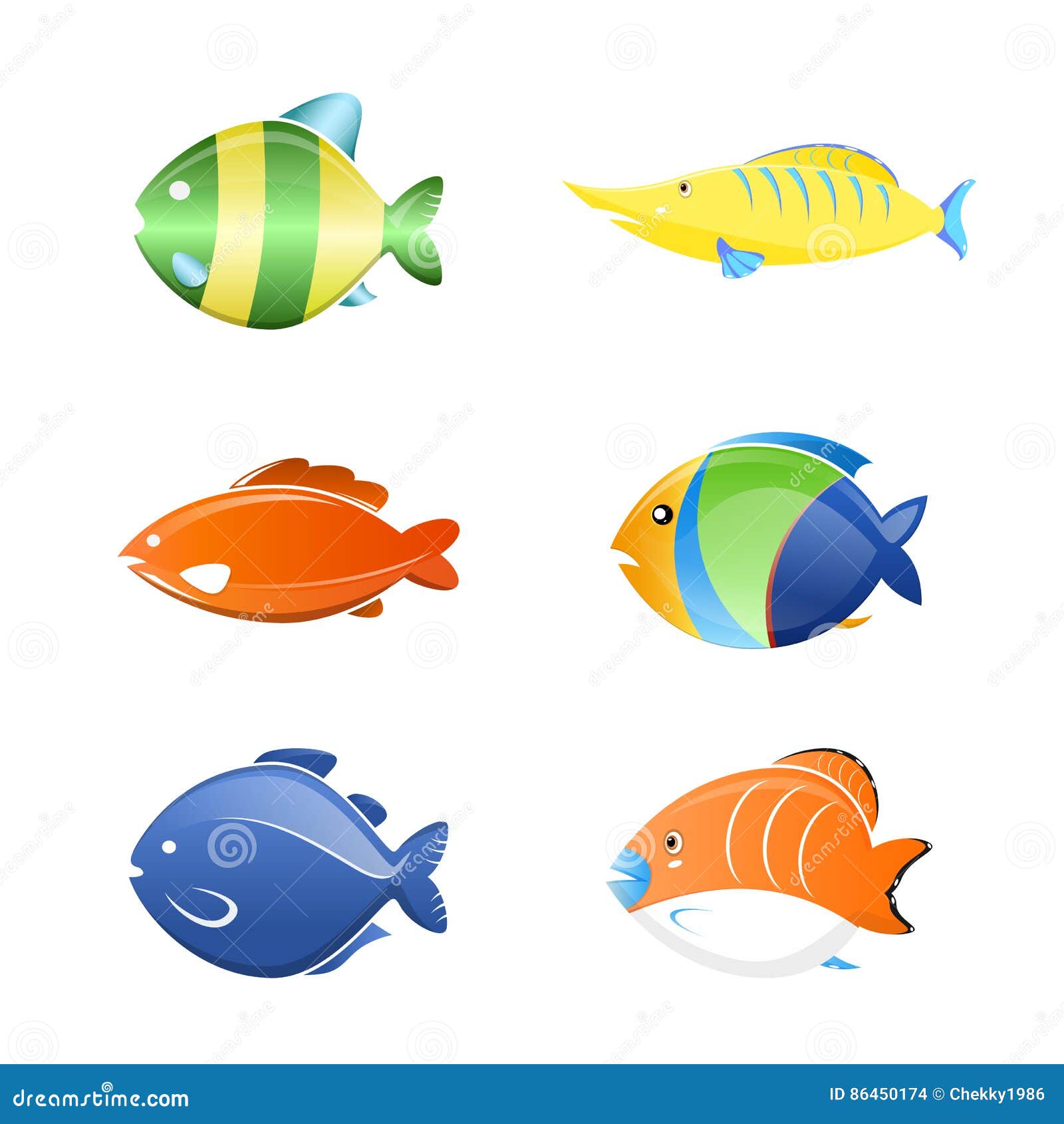 Fish cartoon set stock vector. Illustration of aquarium - 86450174
