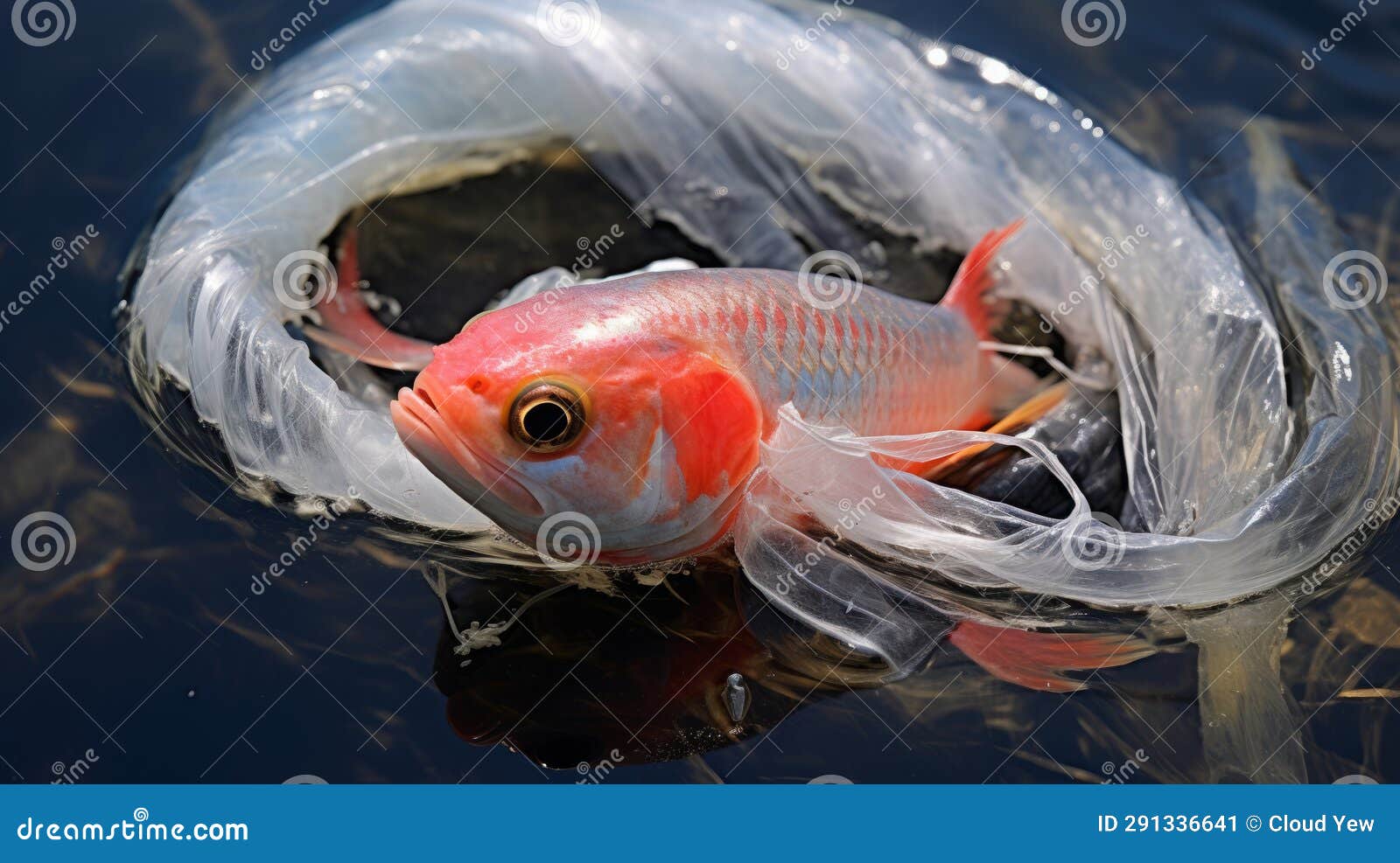 Fish Caught in a Discarded Plastic Ring Stock Illustration ...