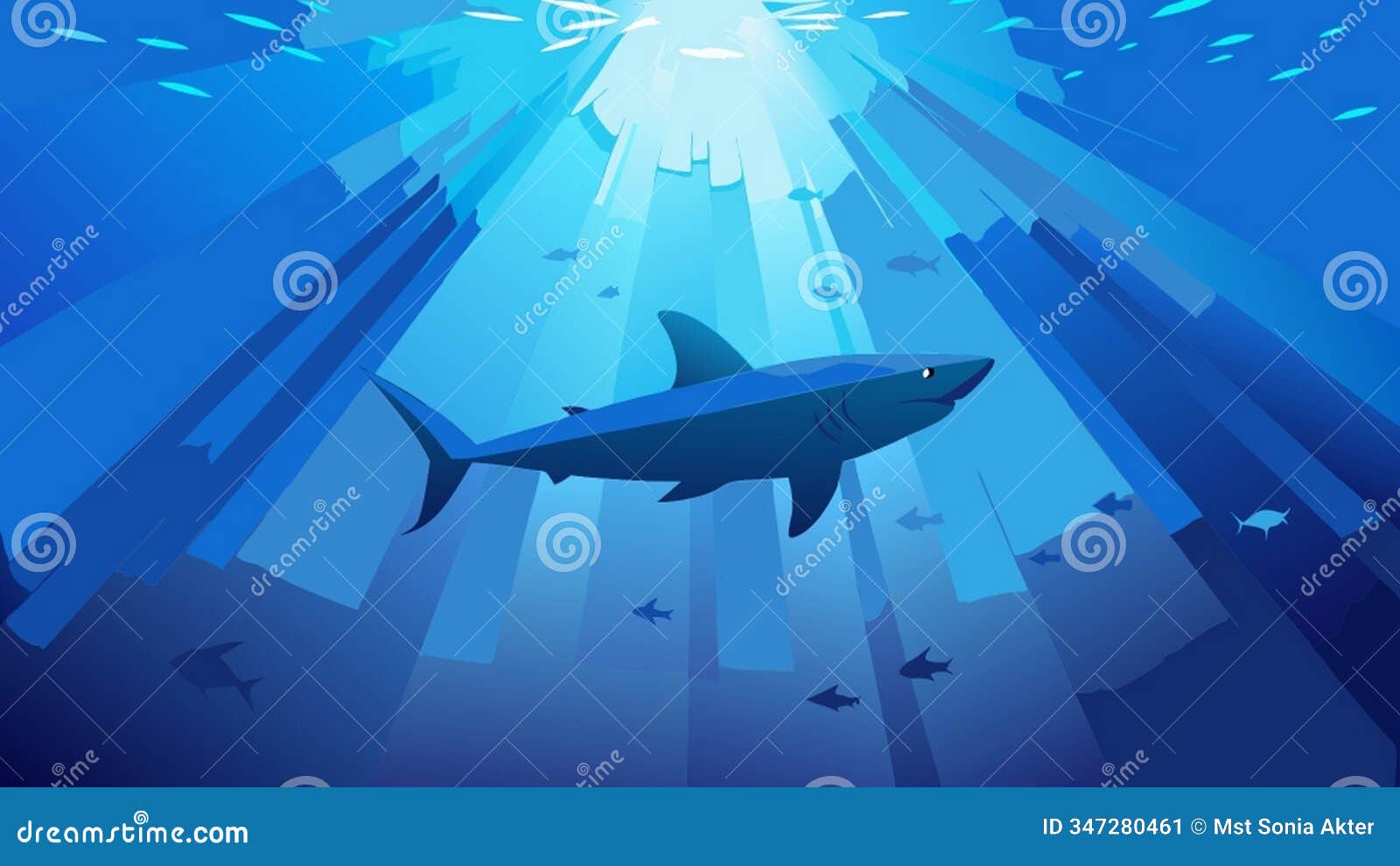 Fish Character. Funny Shark. Comic Sharks Emotions. Shark Mascot Stock ...