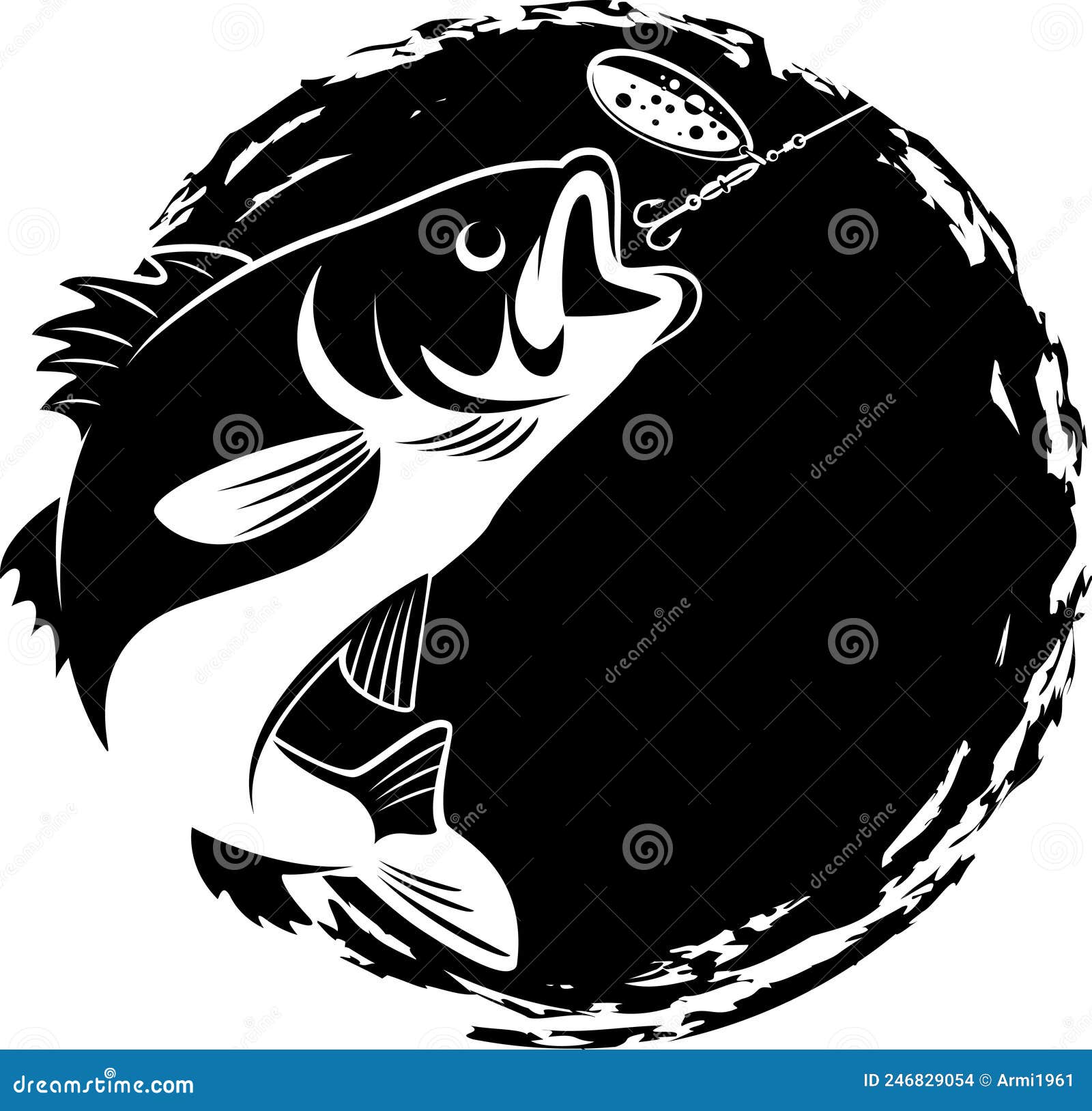 Fish Chasing a Fishing Lure Stock Vector - Illustration of line ...