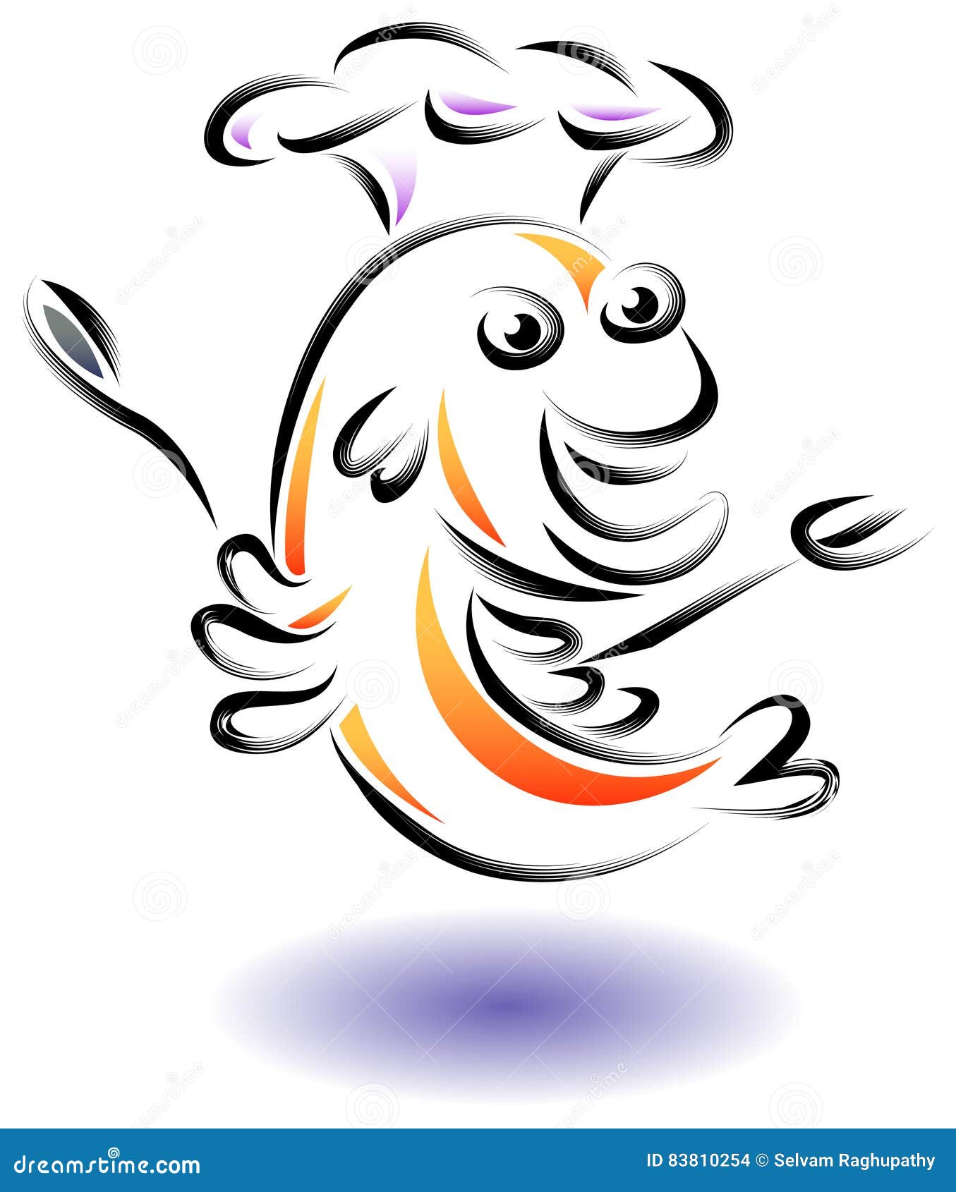 Fish chef stock vector. Illustration of cute, equipment - 83810254