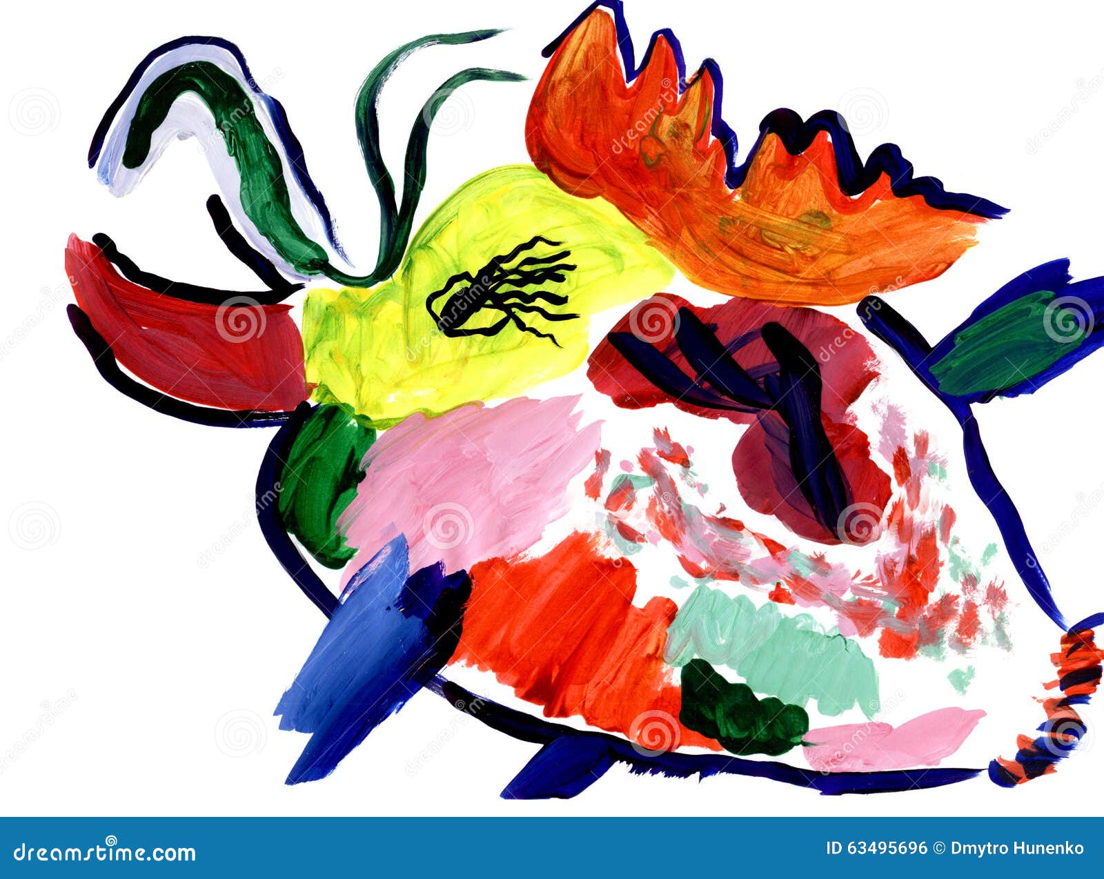 The Child Drew A Train On The Bridge Royalty-Free Stock Photography ...