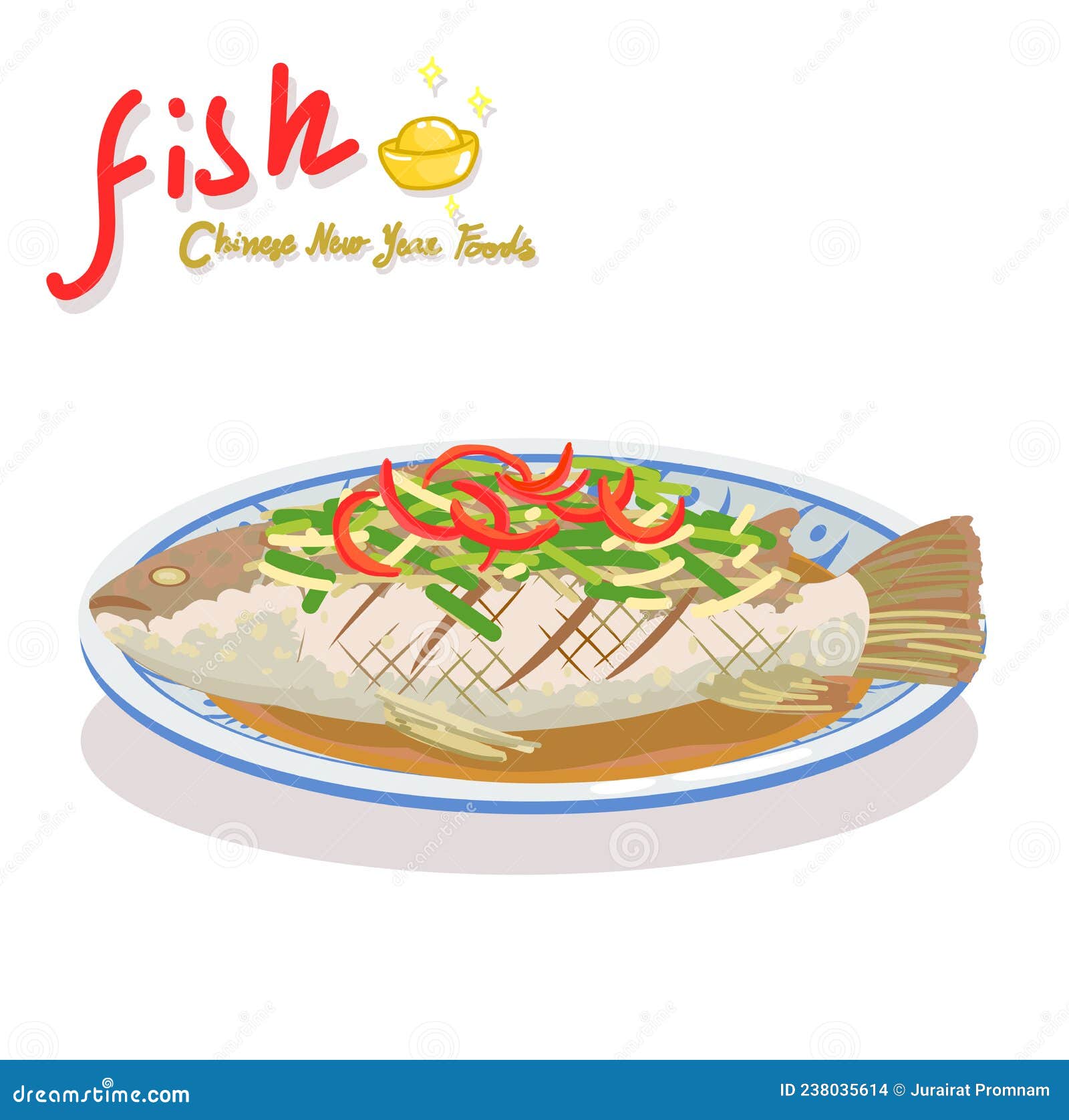 Fish for Chinese New Year Vector Stock Vector - Illustration of candles ...