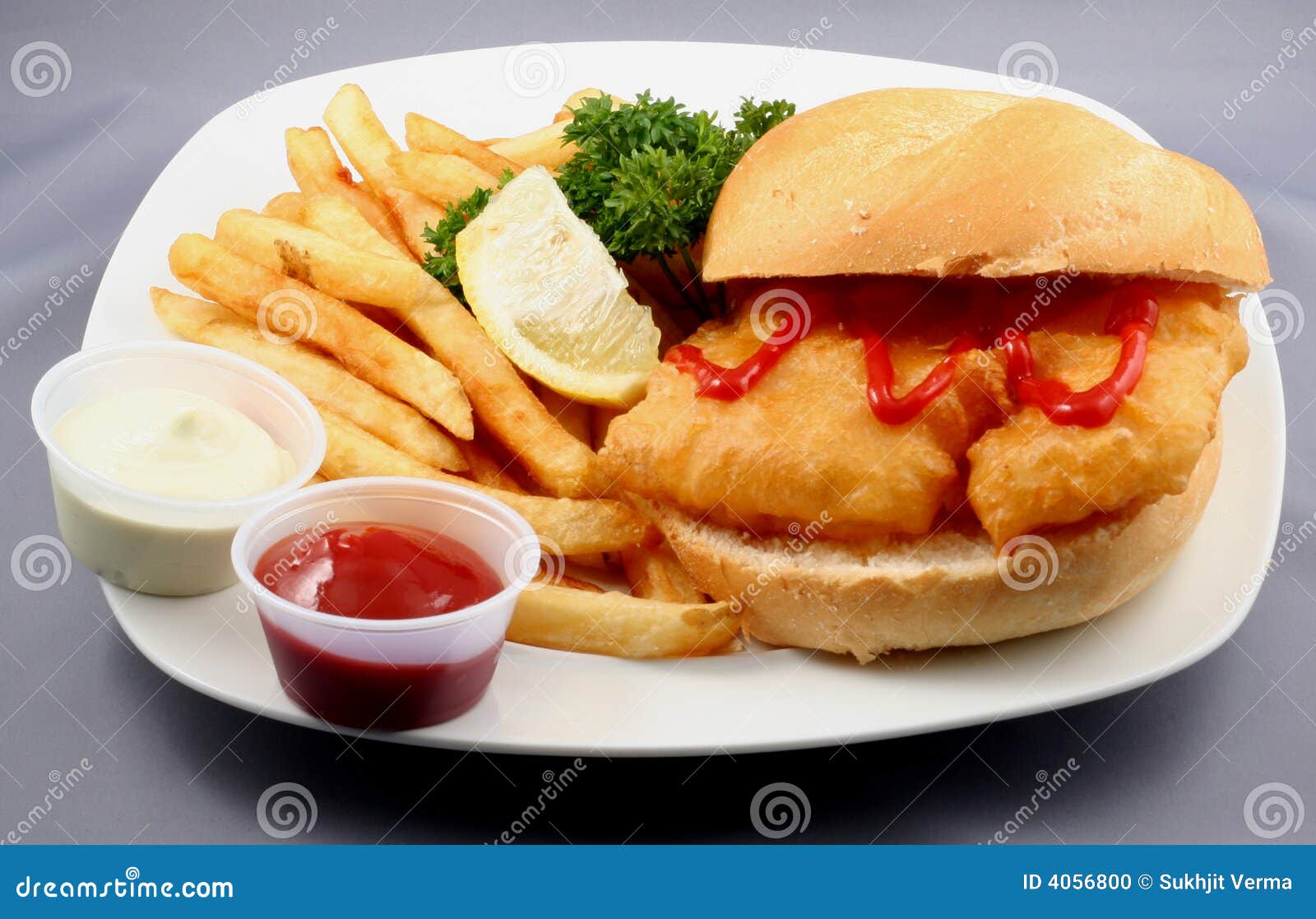 Fish and Chip Combo Meal stock photo. Image of dinner - 4056800