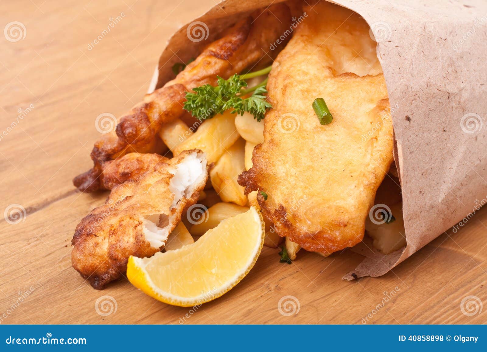 Fish and Chips in Craft Paper Stock Photo - Image of batter, deep: 40858898
