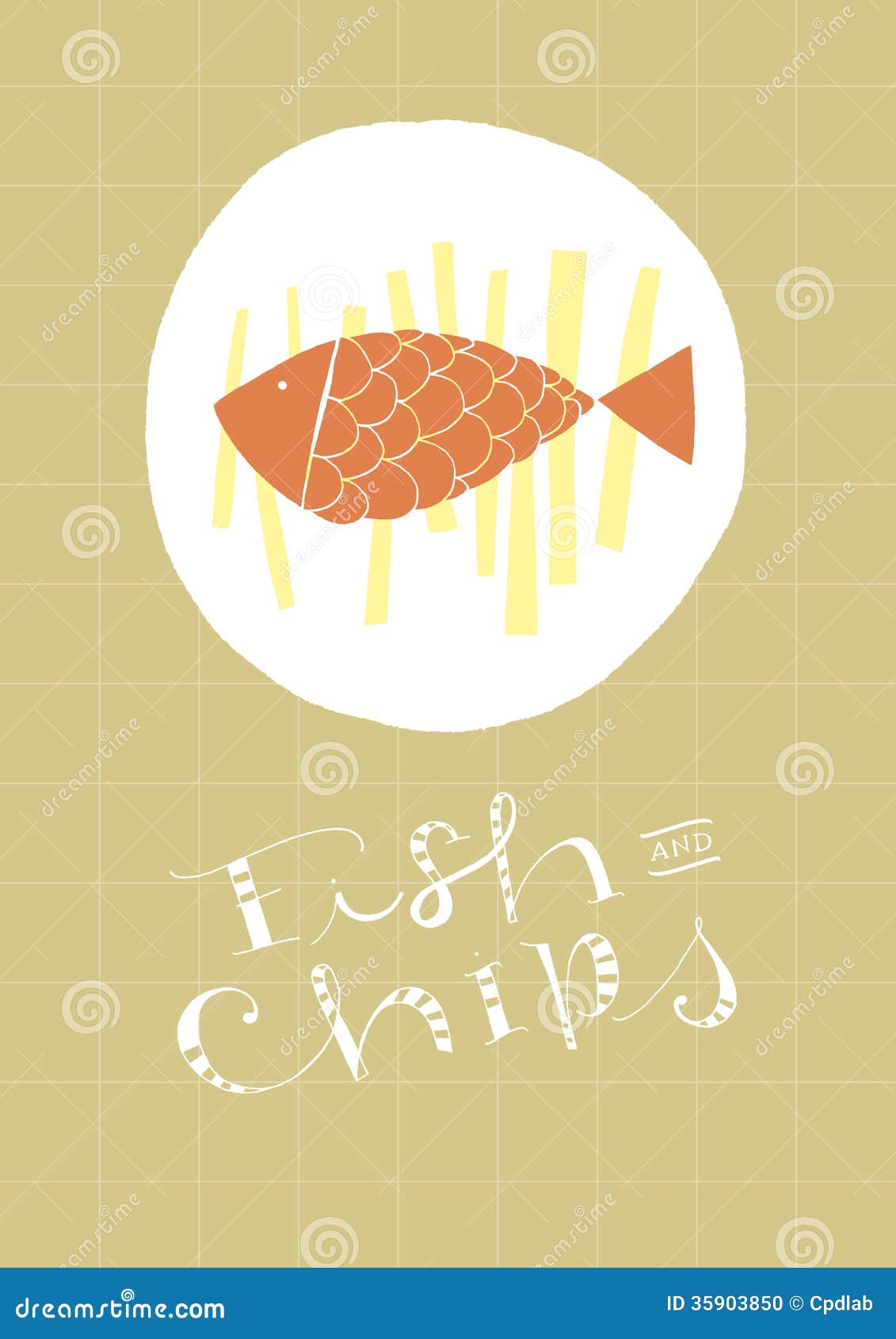 Fish and chips stock vector. Illustration of food, hand - 35903850