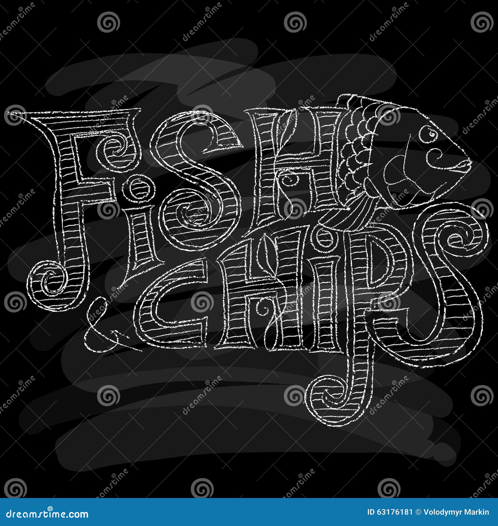 Fish and Chips Menu. Chalk on a Blackboard Stock Vector - Illustration ...