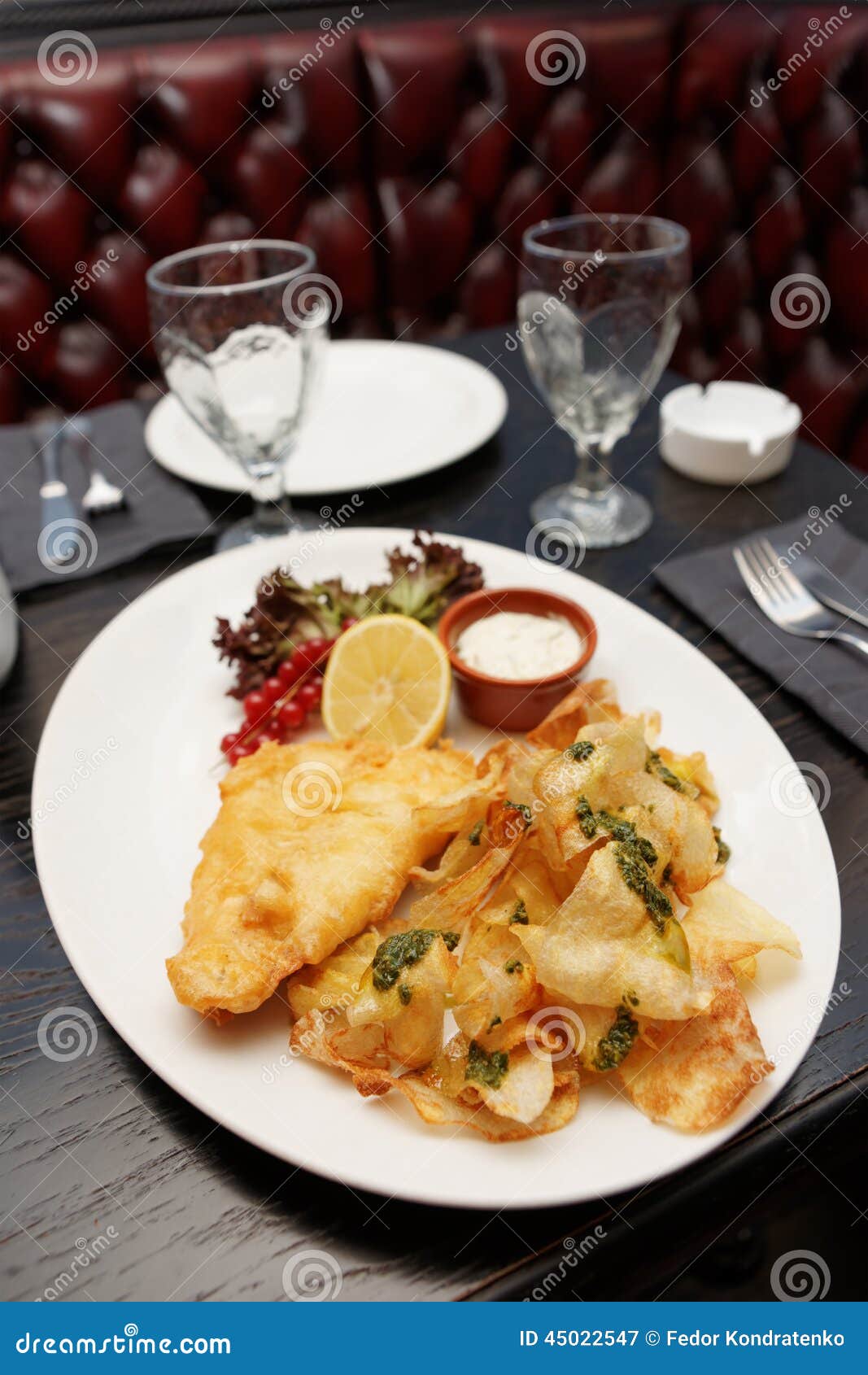 Fish and chips in plate stock image. Image of fried, british - 45022547
