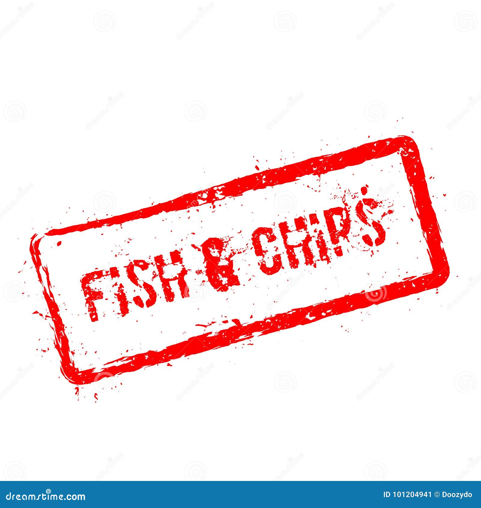 Fish & Chips Red Rubber Stamp Isolated on White. Stock Vector ...