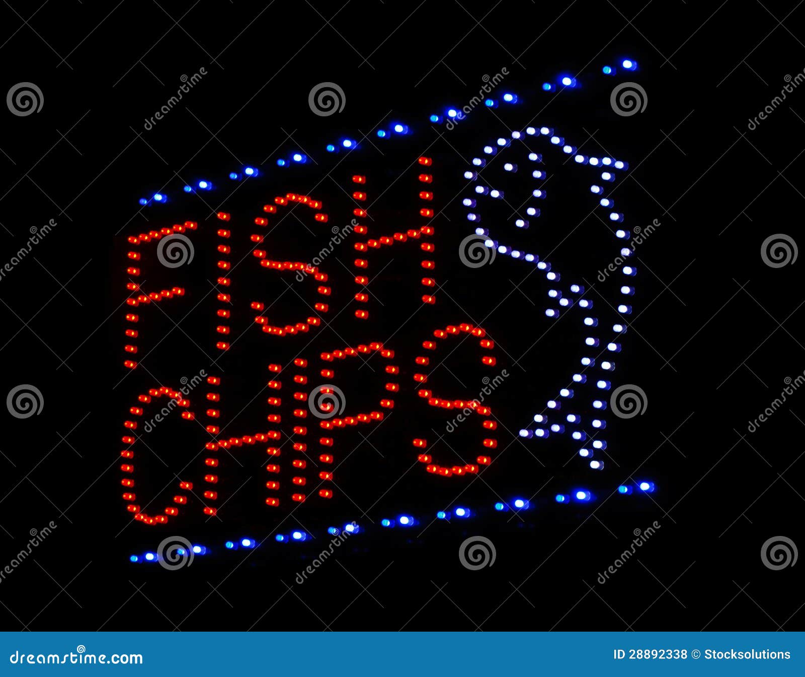 Fish and chips sign stock photo. Image of illuminated - 28892338