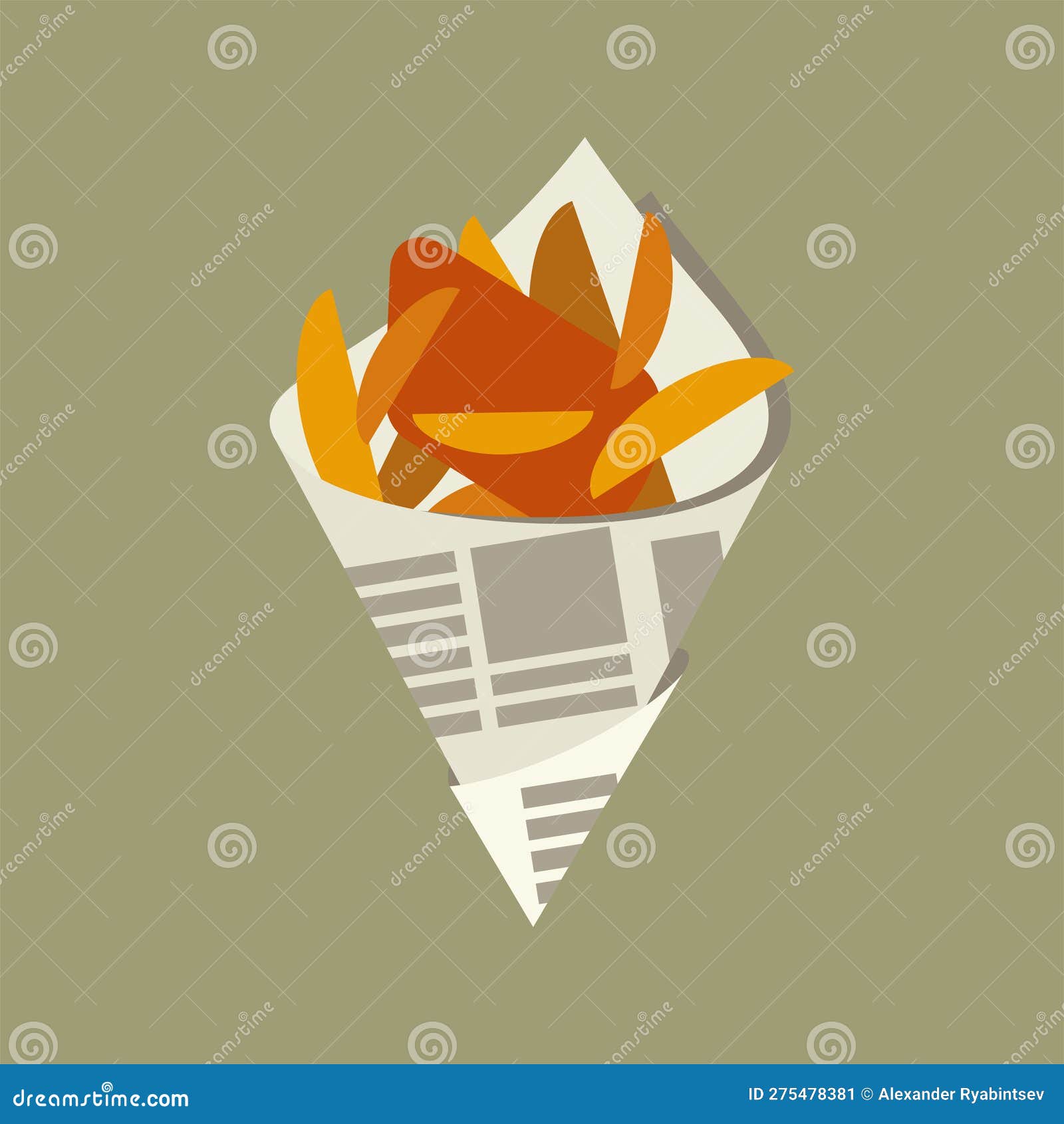 Fish and Chips Traditional British Fast Food. Flat Style Vector ...