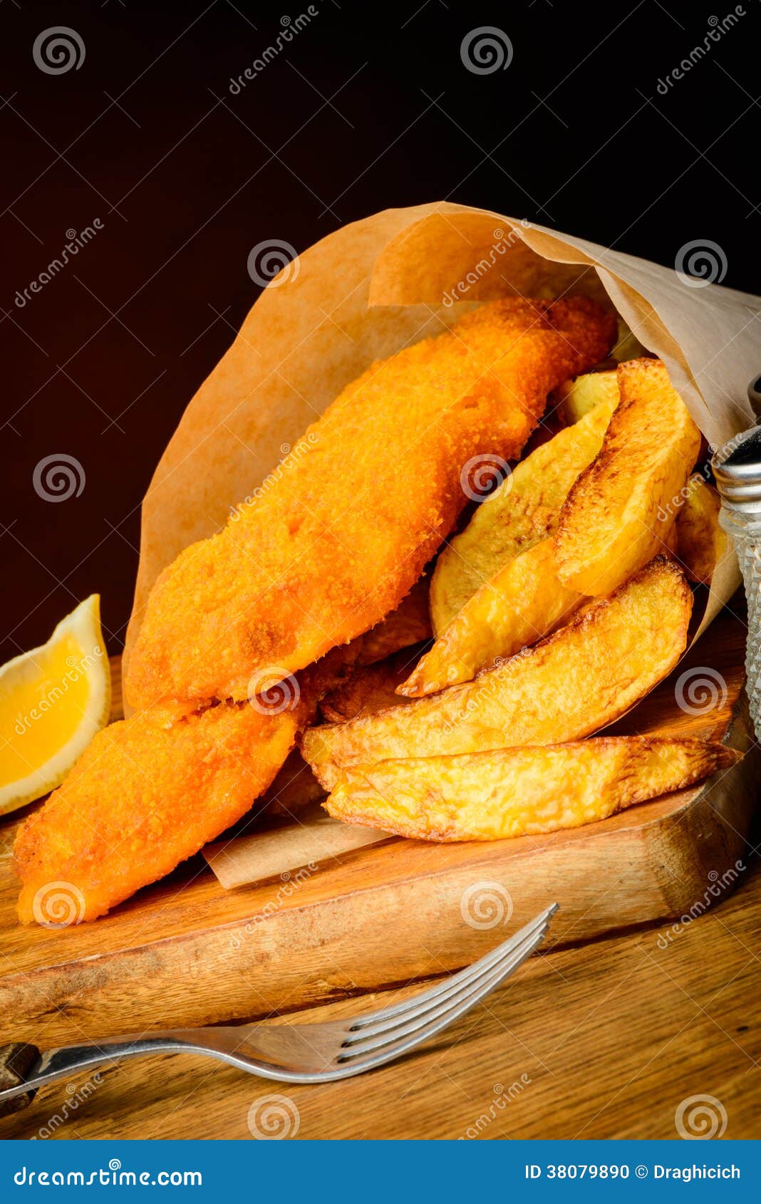 Fish and Chips Wrapped in Paper Stock Photo - Image of fries, life ...