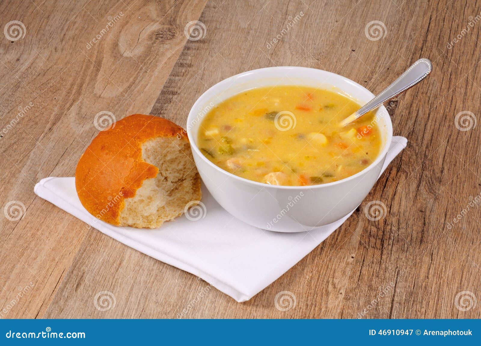 Fish Chowder with Bread Roll. Stock Image - Image of haddock, fish ...